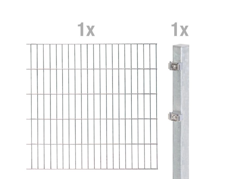 Metallzaun Anbau-Set Doppelstabmatte verzinkt z. Einbeton. 140 cm x 200 ...