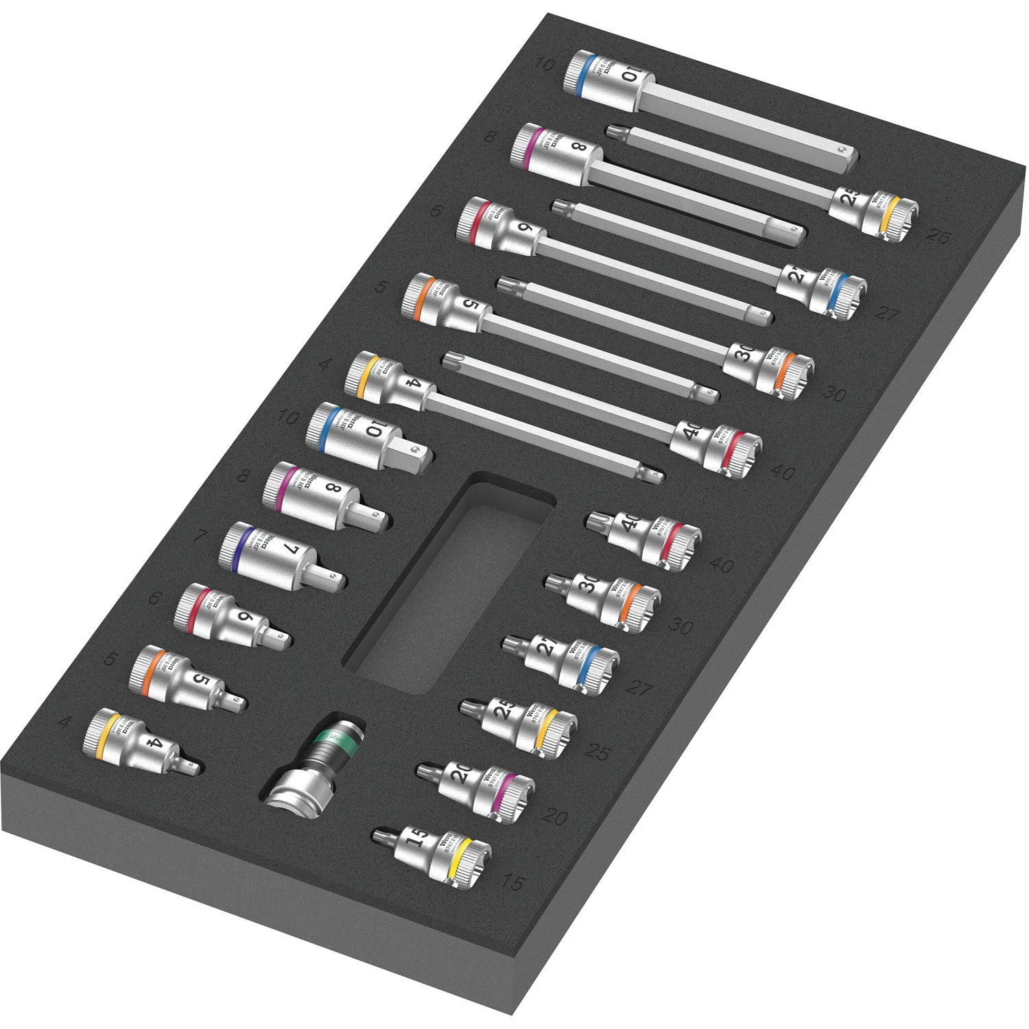 Wera Schaumstoffeinlage 9723 inkl. Zyklop B 3/8" Bitnuss-Set 22-teilig ...