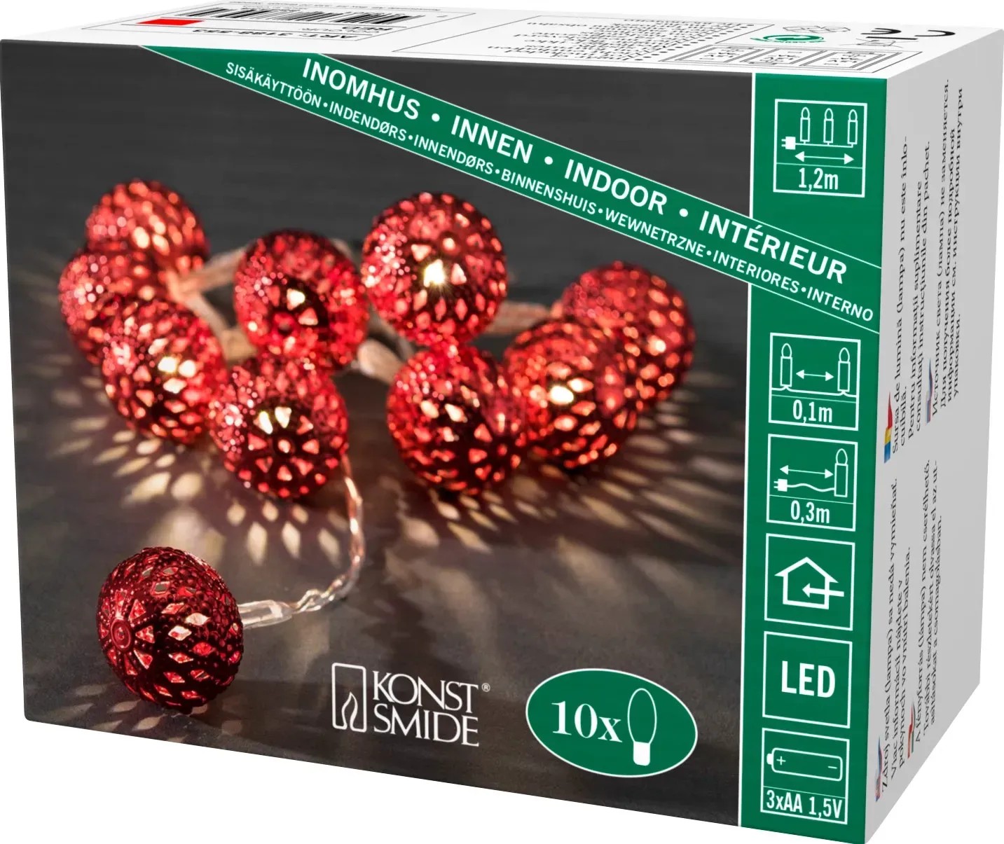 Konstsmide LED-Batterie-Lichterkette Rote Metallbälle 10 Dioden kaufen ...