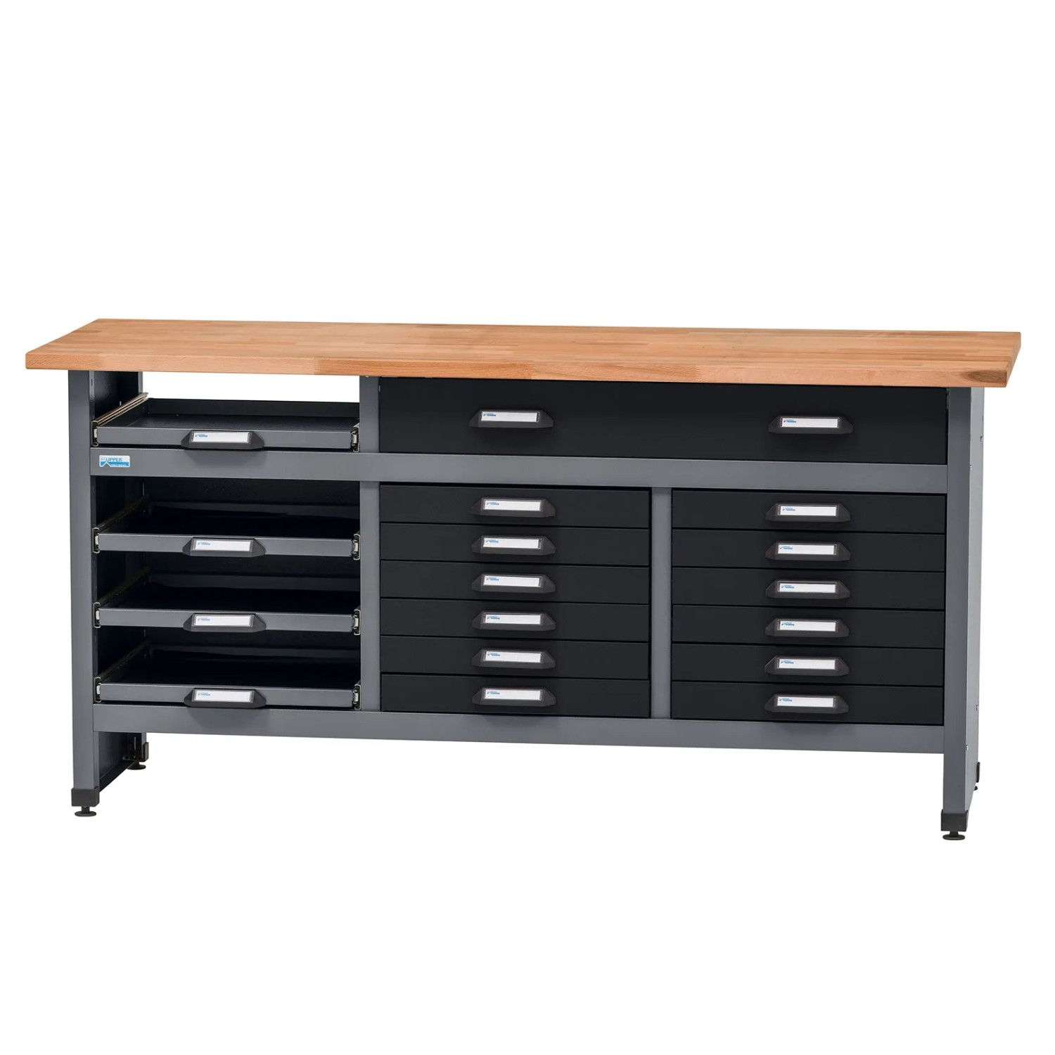 Küpper Werkbank mit 17 Schubladen 84 x 170 x 60 cm Schwarz-Hellgrau ...
