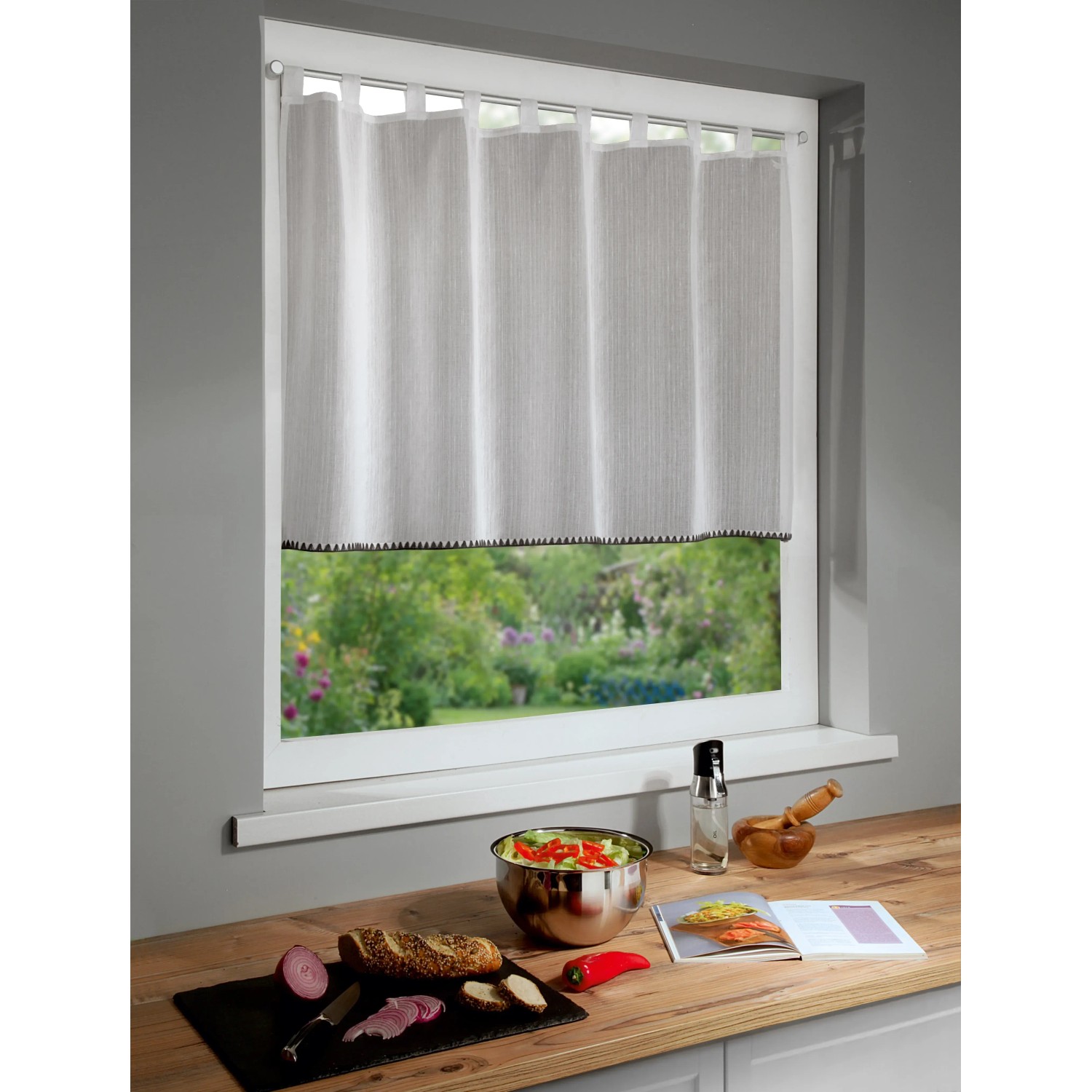 Neusser Collection Schlaufenpanneau Fernanda 75 cm x 140 cm Weiß-Anthrazit kaufen bei OBI