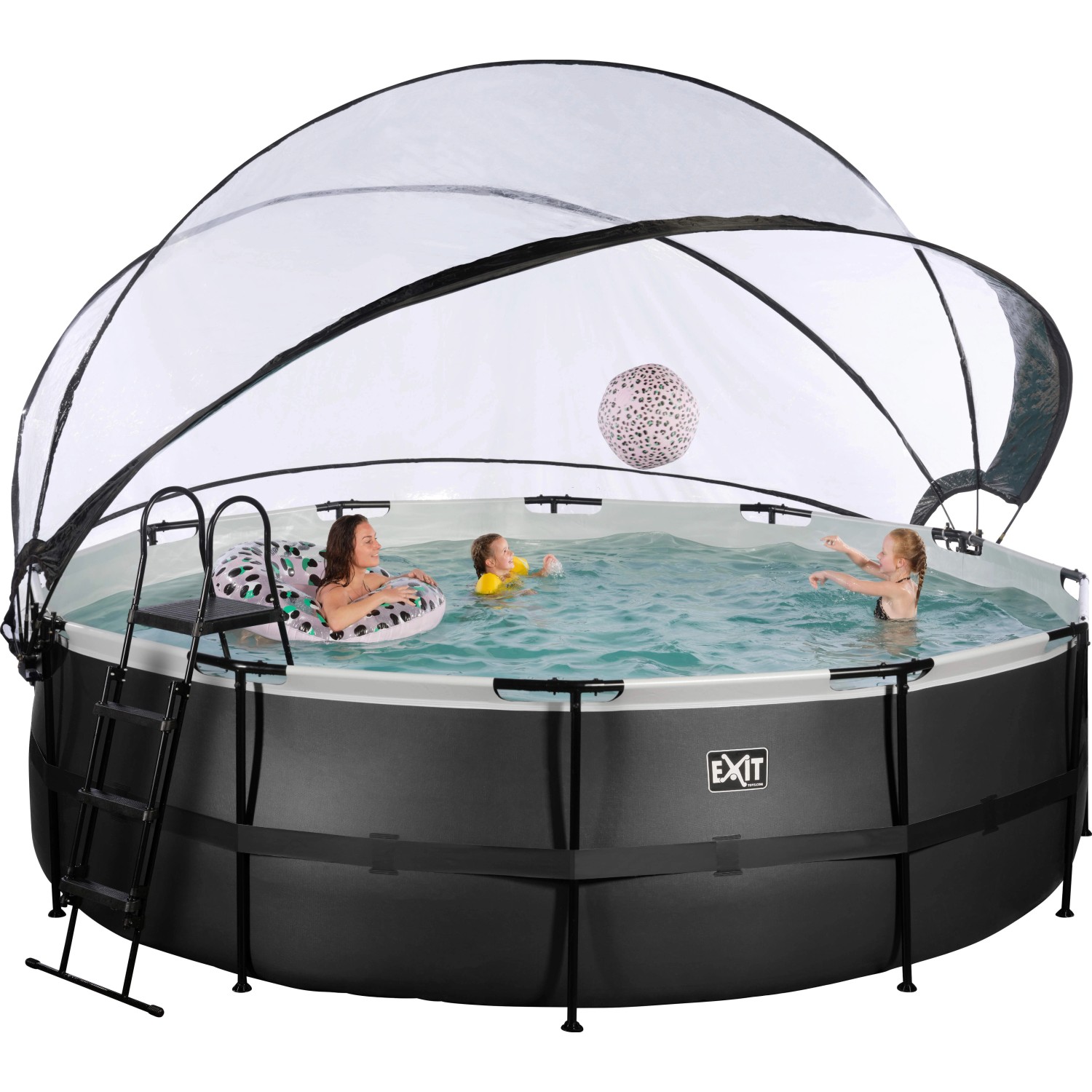 Exit Black Leather Pool Schwarz ø 488 x 122 cm Sandfilterp., Abdeckung ...