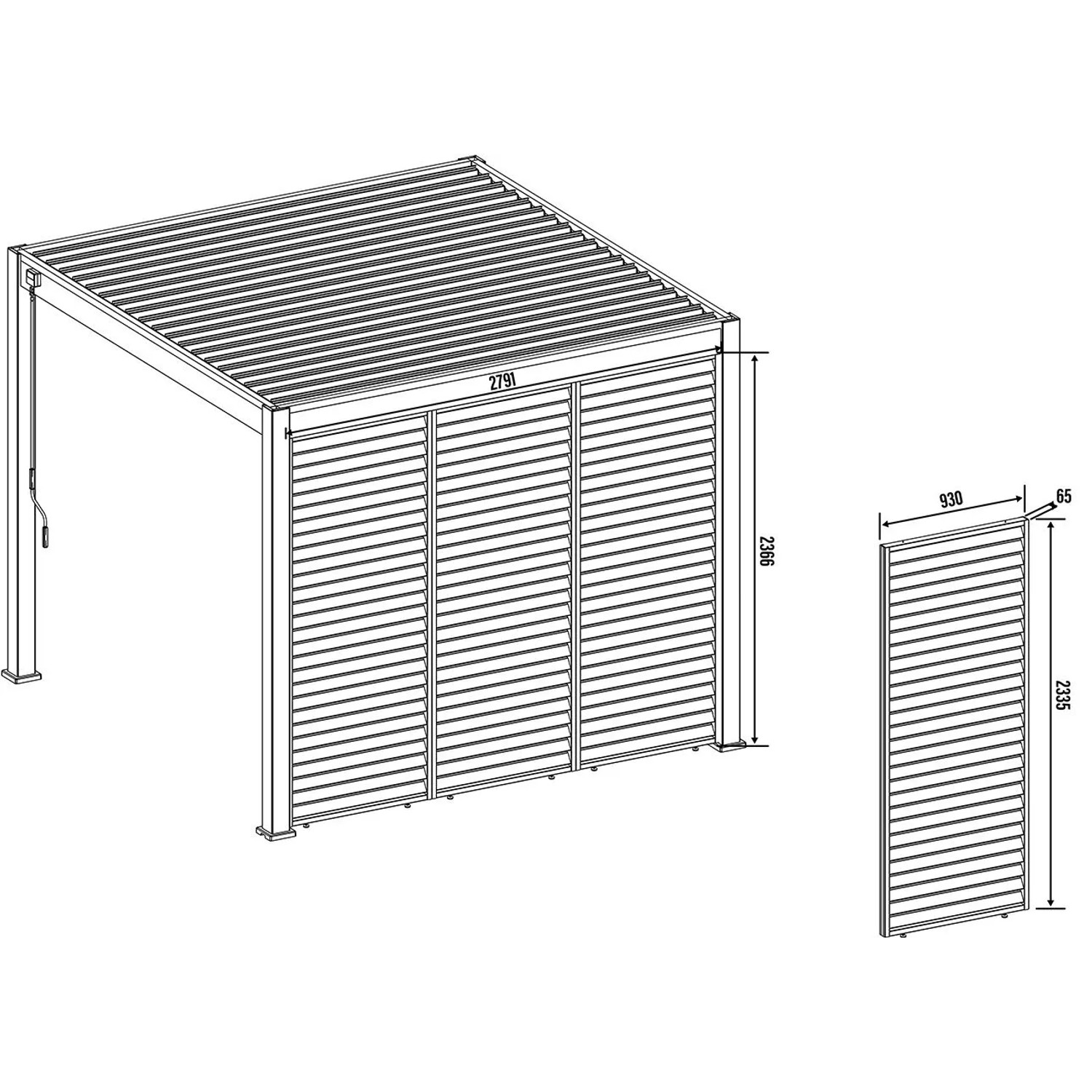 Weide Horizontale Lamellenwand für Weide Pergola | drehbare Lamellen ...