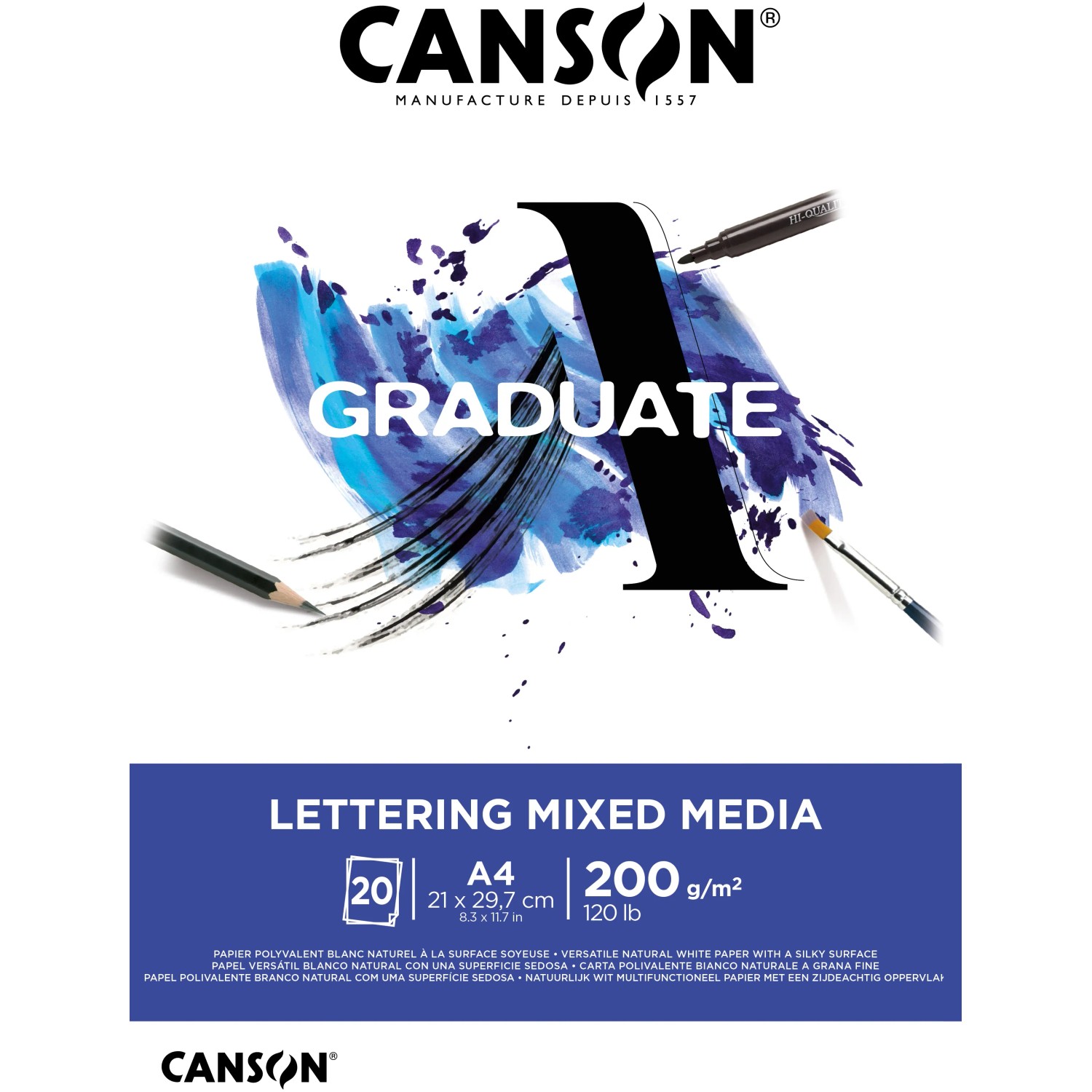 Canson Graduate Lettering Mixed Media Papier Leichte Körnung A4 ...