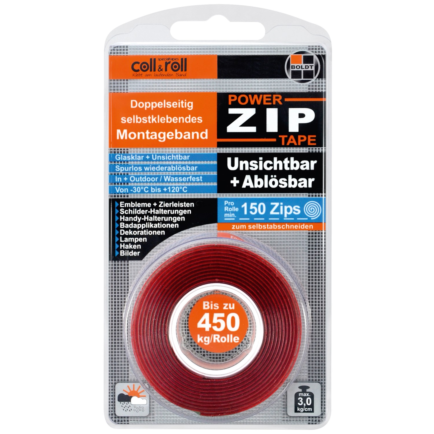 Boldt Montageband Unsichtbar und Ablösbar Turbocoll TurboZip 1,5 m ...