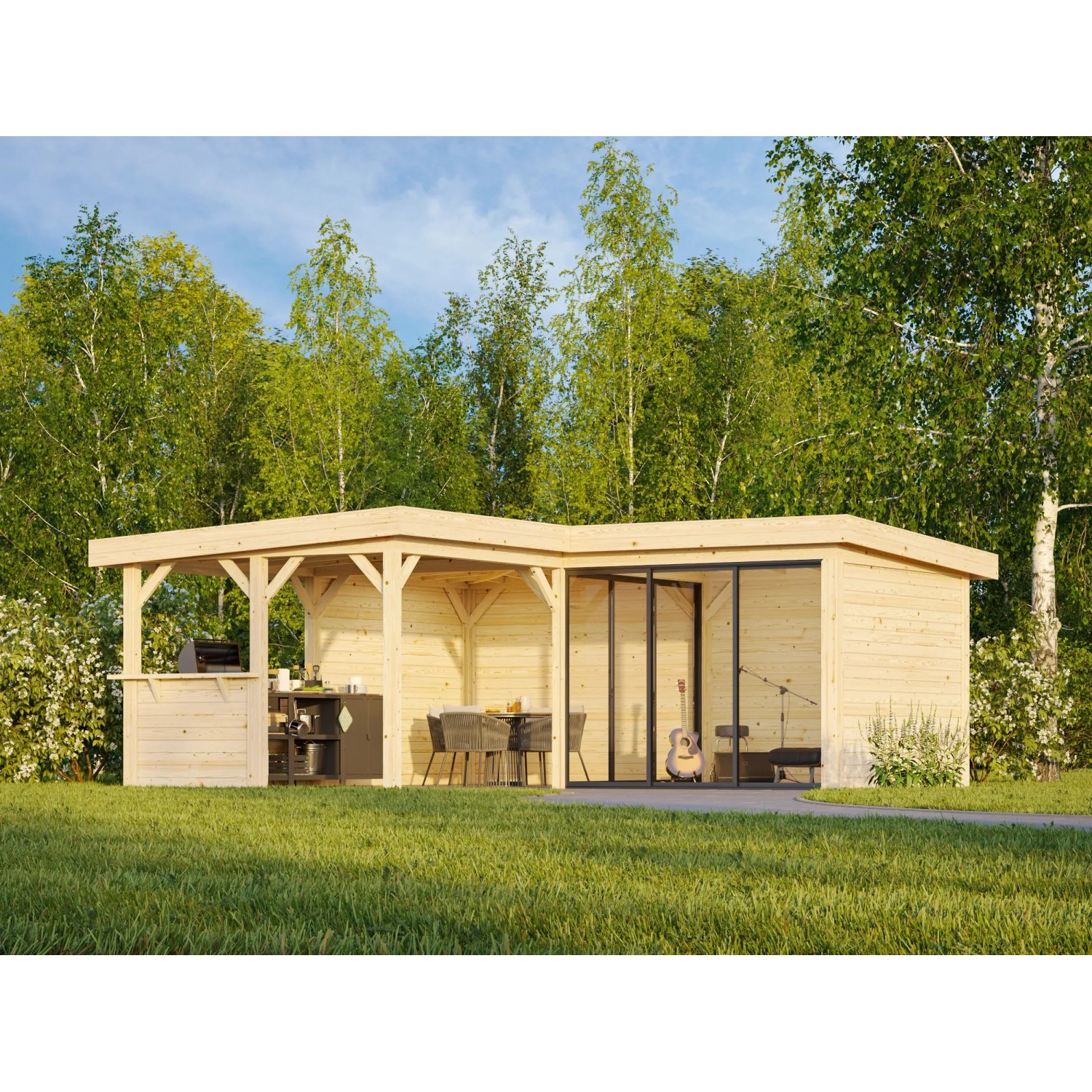 Palmako Pavillon Lenna Set 709 Slide Plus 588 x 588 cm Lackiert Weiß ...