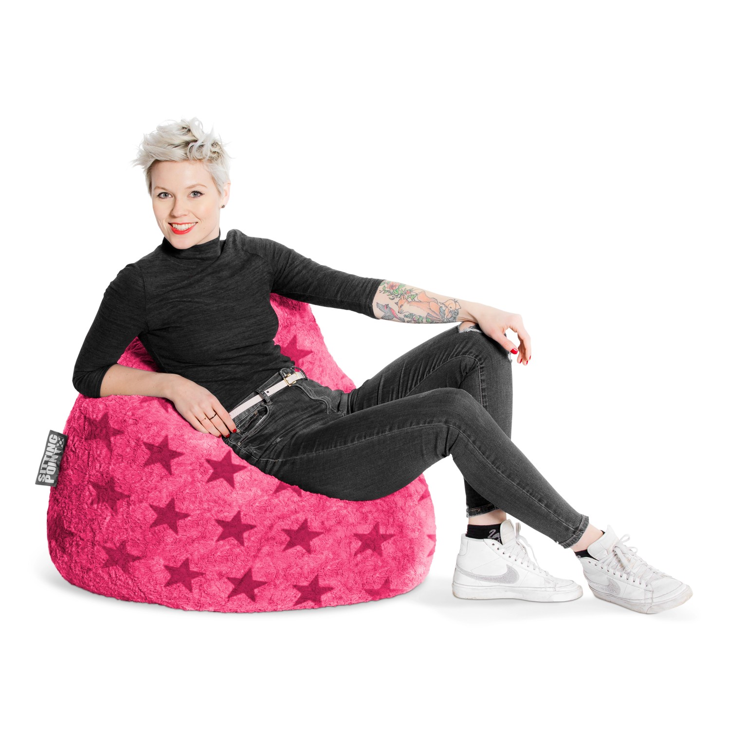Sitting Point Sitzsack BeanBag Fluffy 220 l Pink Sternen-Muster kaufen ...