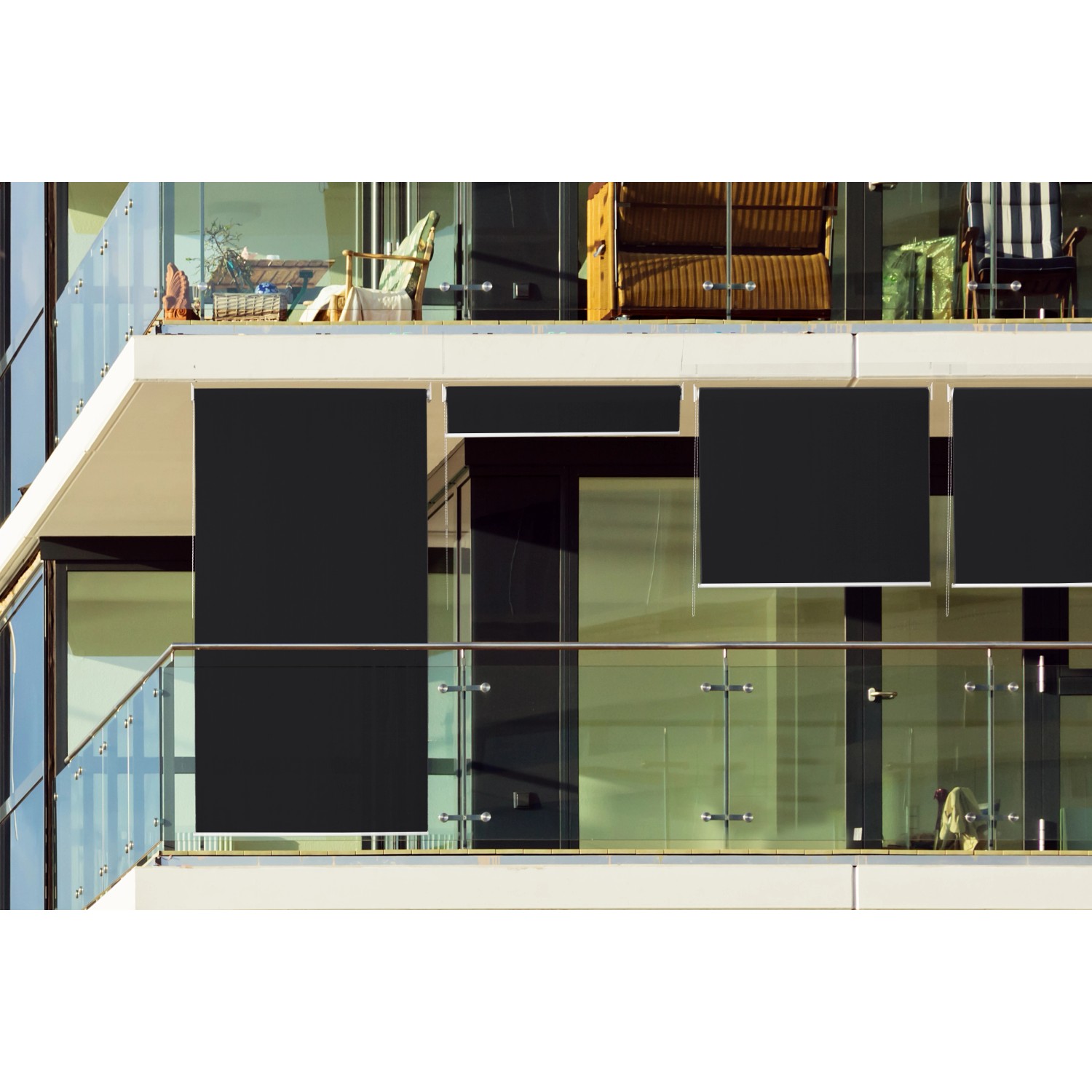 Peddy Shield Sonnenrollo HDPE 180 cm x 240 cm Schwarz kaufen bei OBI