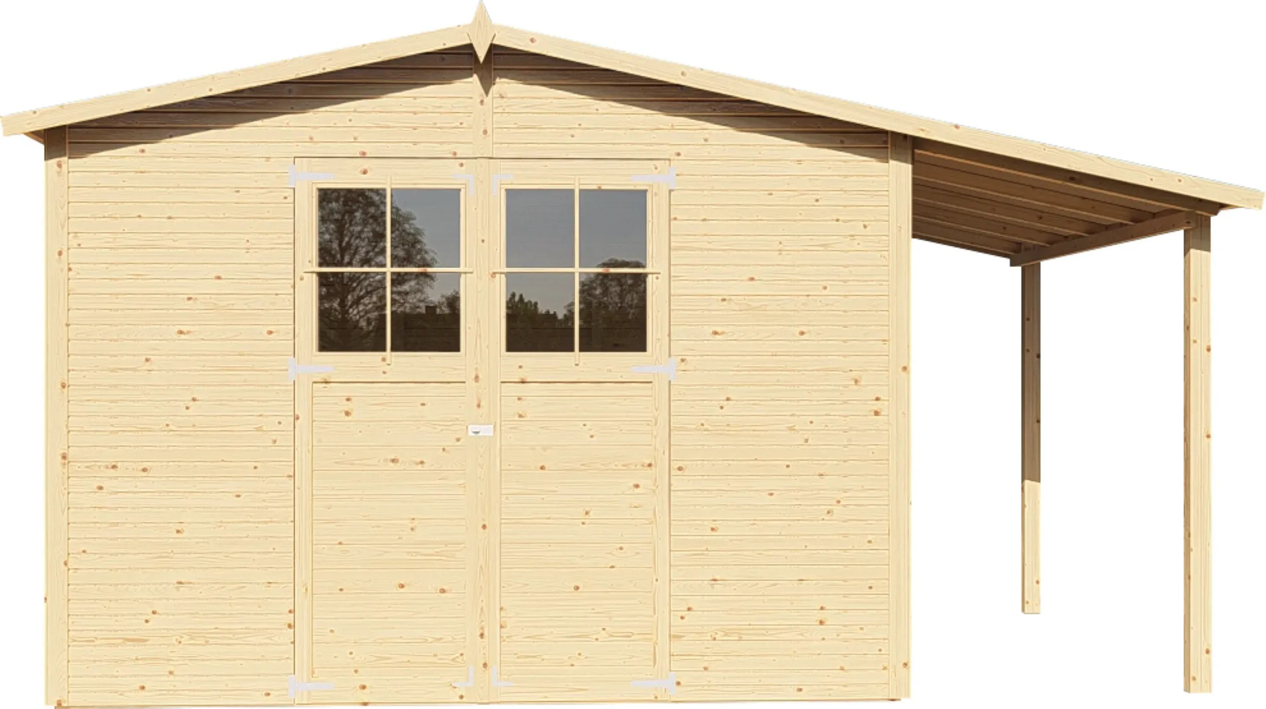 Bertilo Gerätehaus Plexi Apex 4 Plus 202 cm x 424 cm Natur FSC® kaufen bei OBI