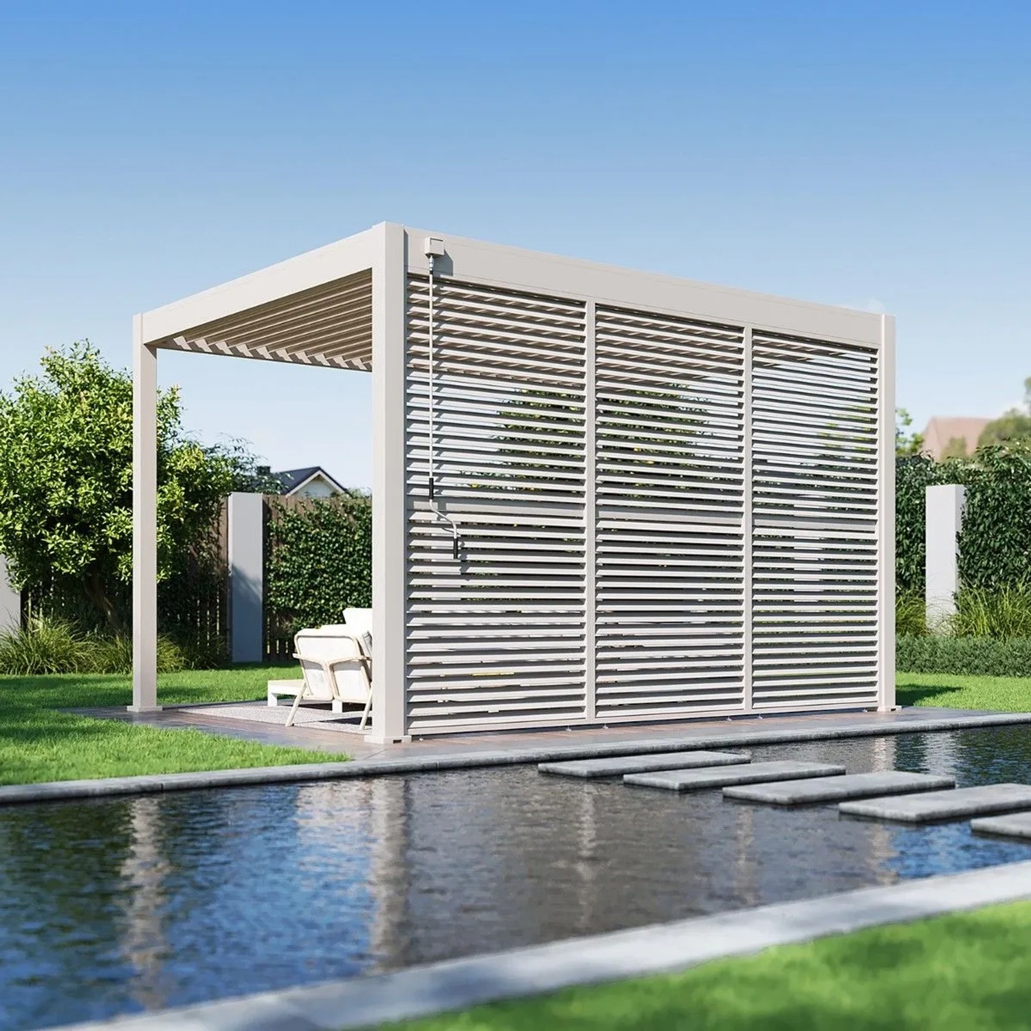 Weide Horizontale Lamellenwand für Weide Pergola | drehbare Lamellen ...