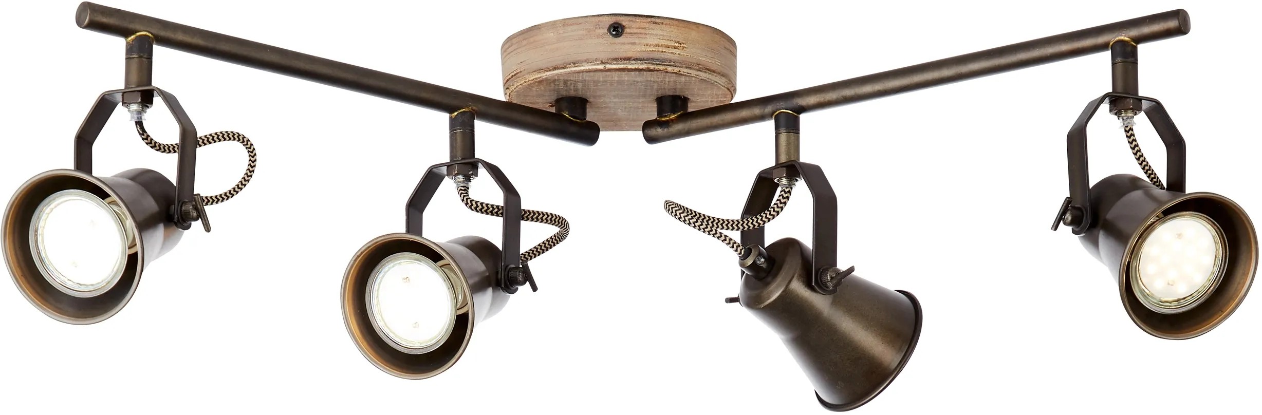 Brilliant Spotrohr Seed 4-flammig drehbar Schwarz Stahl und Holz hell ...