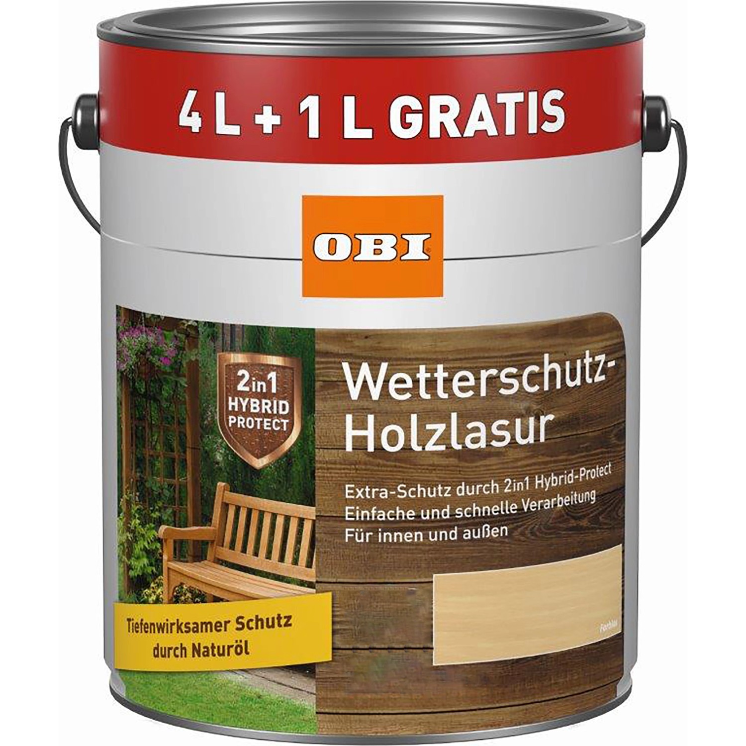 OBI Wetterschutz-Holzlasur 2 in 1 Farblos 5 l kaufen bei OBI