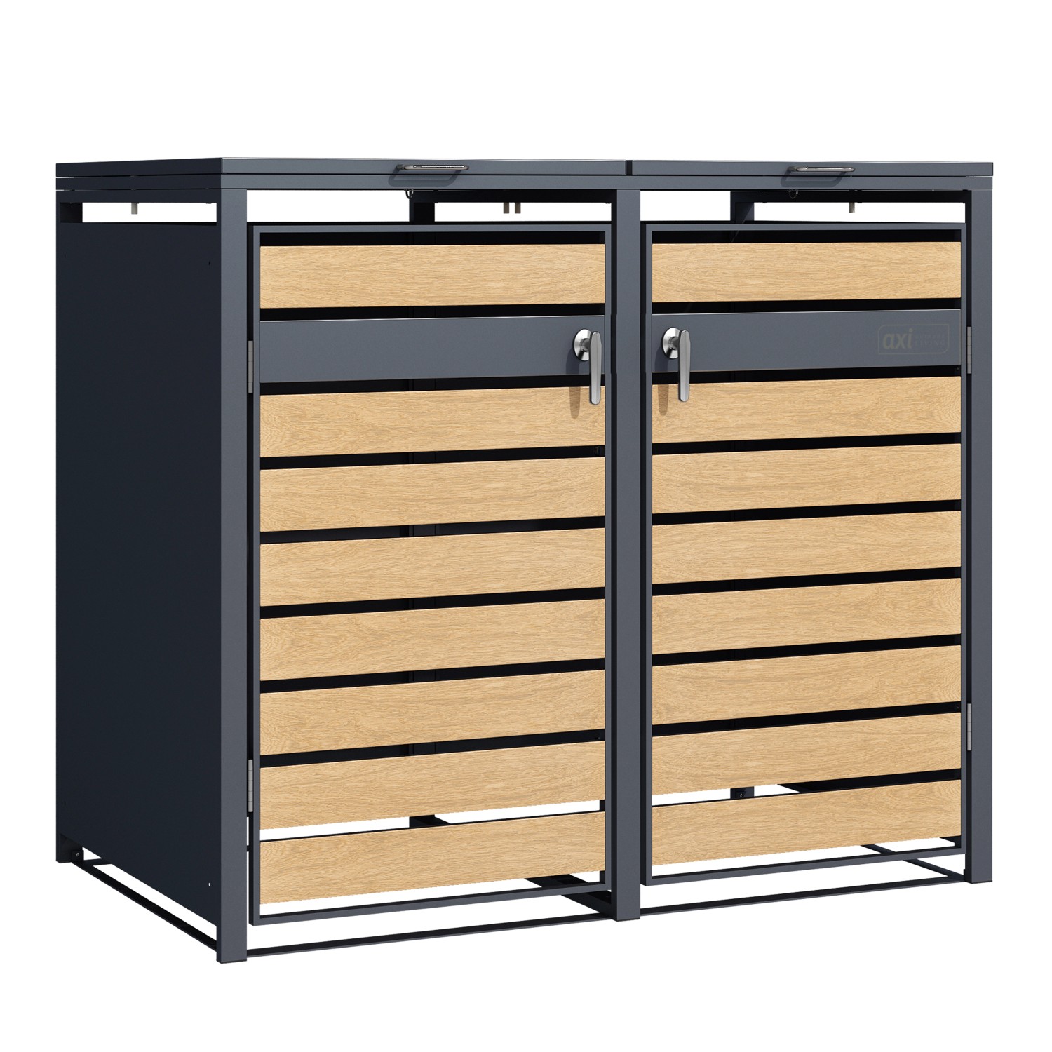 Axi Mülltonnenbox Lucas Metall 2 x 240 l Anthrazit/Holzoptik kaufen bei OBI