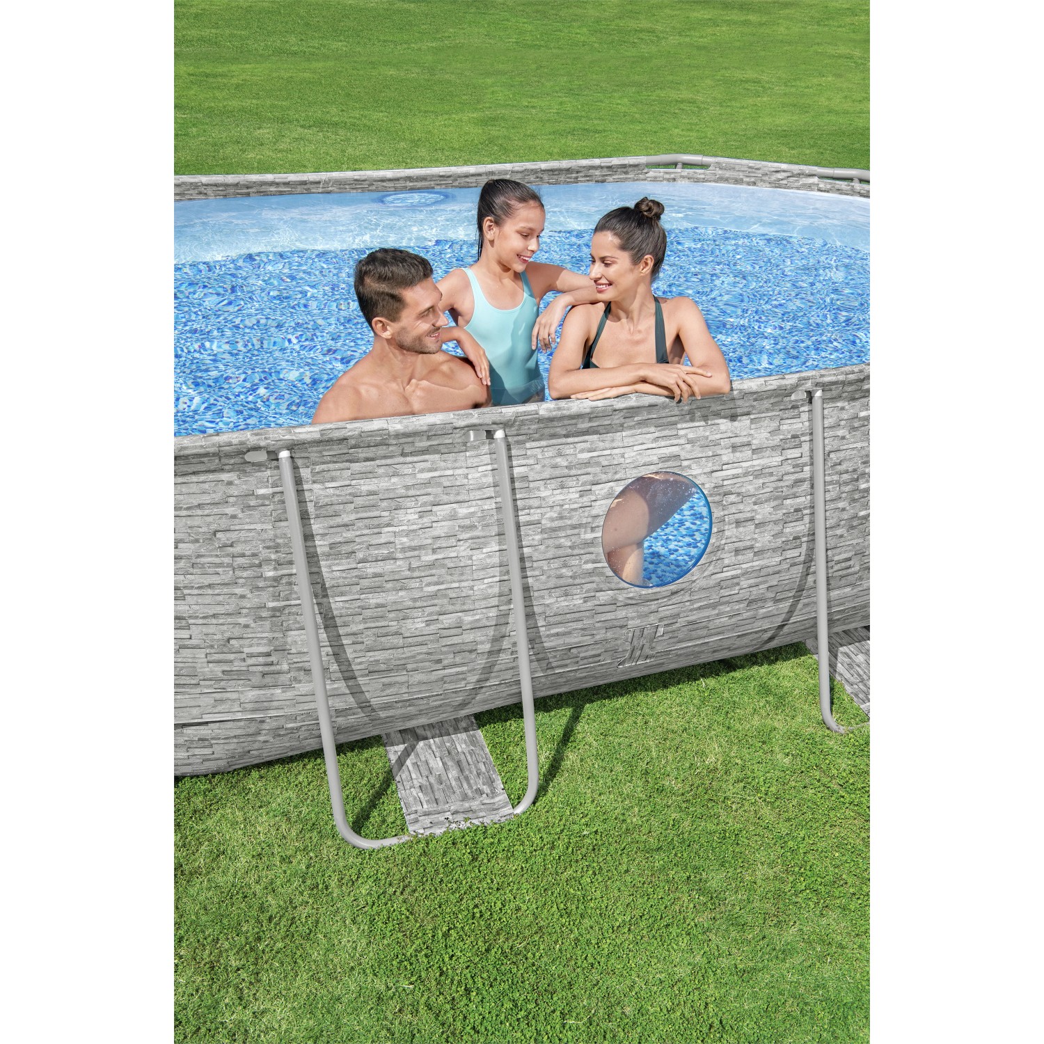 Bestway Stahlrahmenpool Set Power Steel Swim Vista 549 x 274 x 122 cm Oval Grau kaufen bei OBI