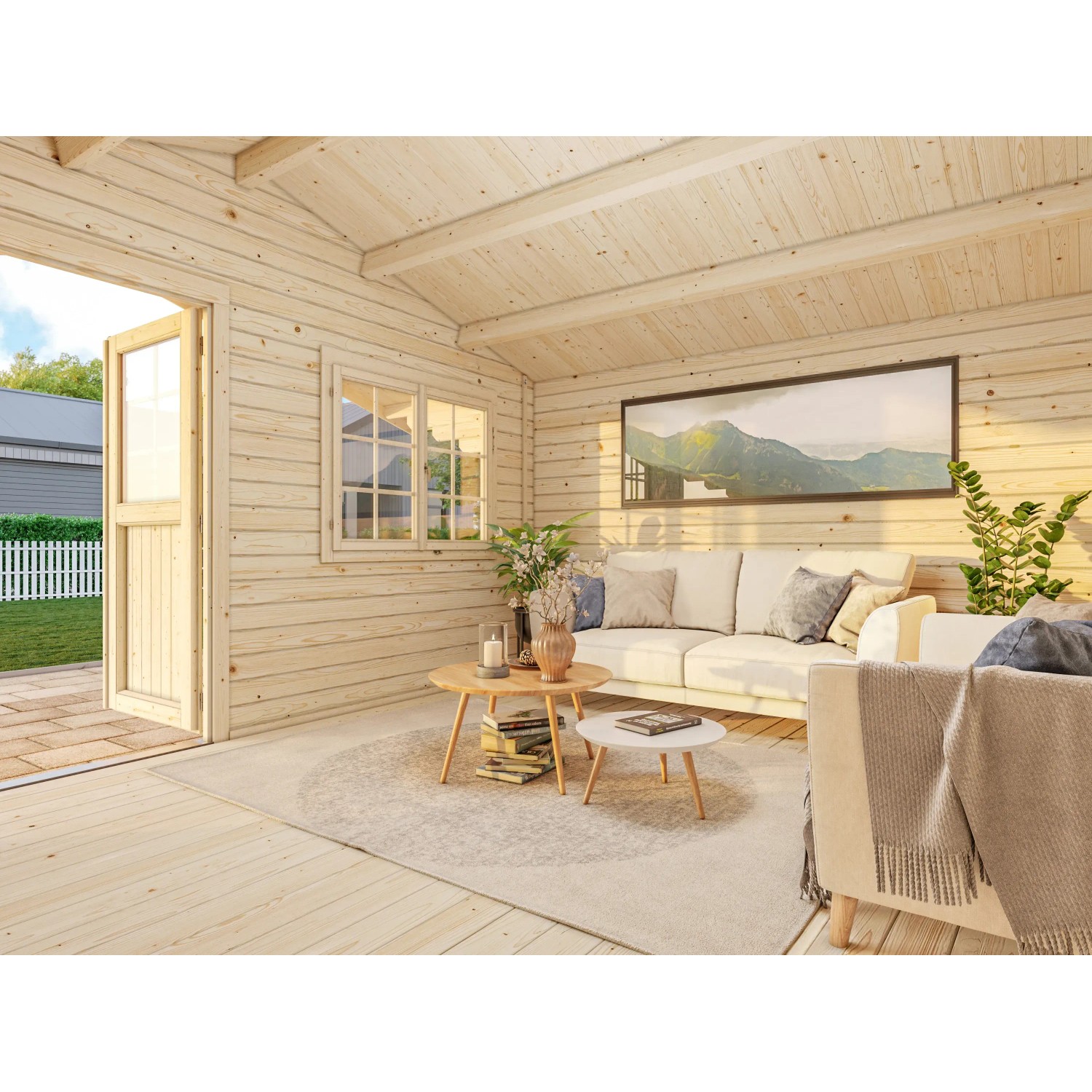 Palmako Gartenhaus Sally 450 x 360 cm Lackiert Dunkelgrau-Weiß FSC ...