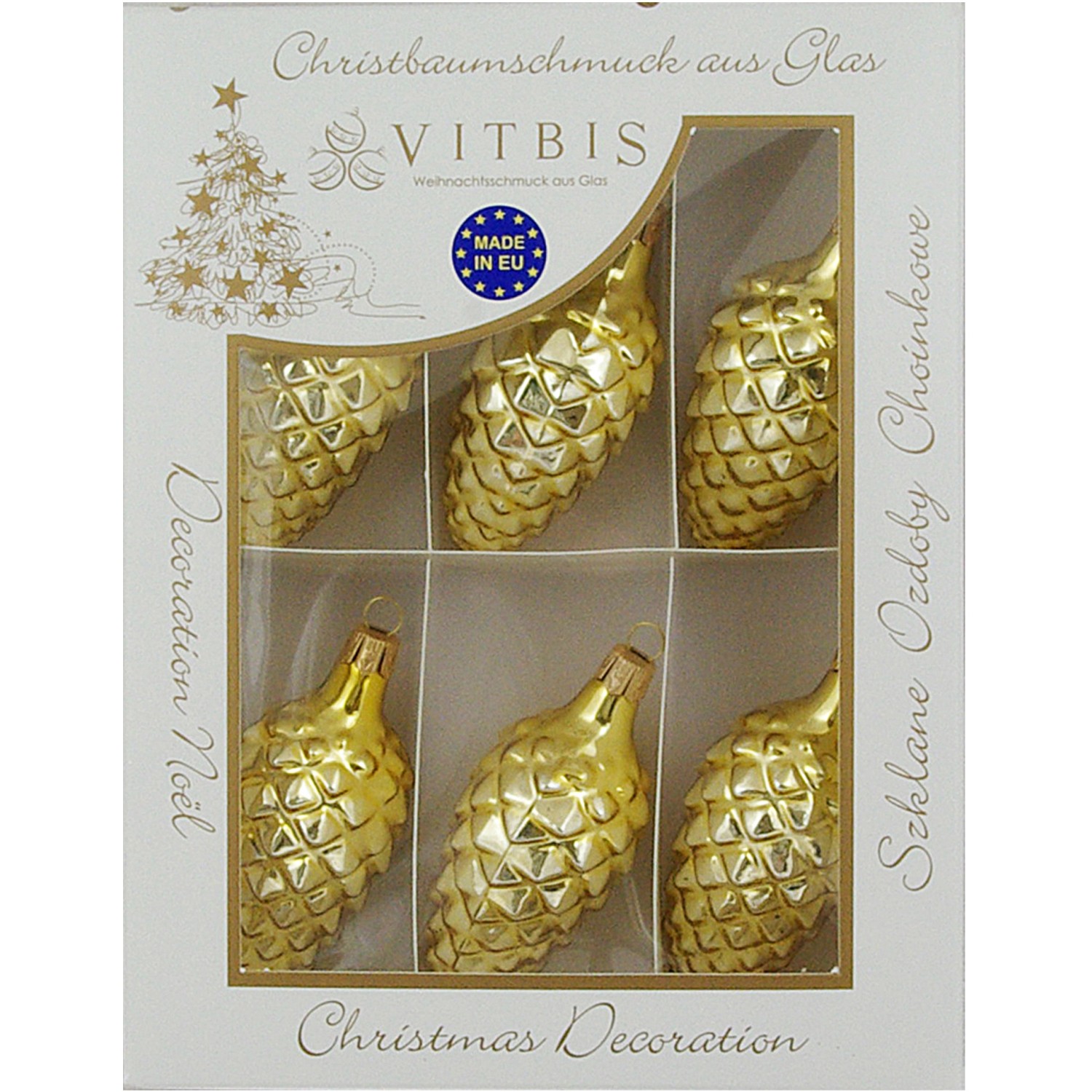Vitbis Glasweihnachtszapfen 5 cm 6 Stück Gold kaufen bei OBI