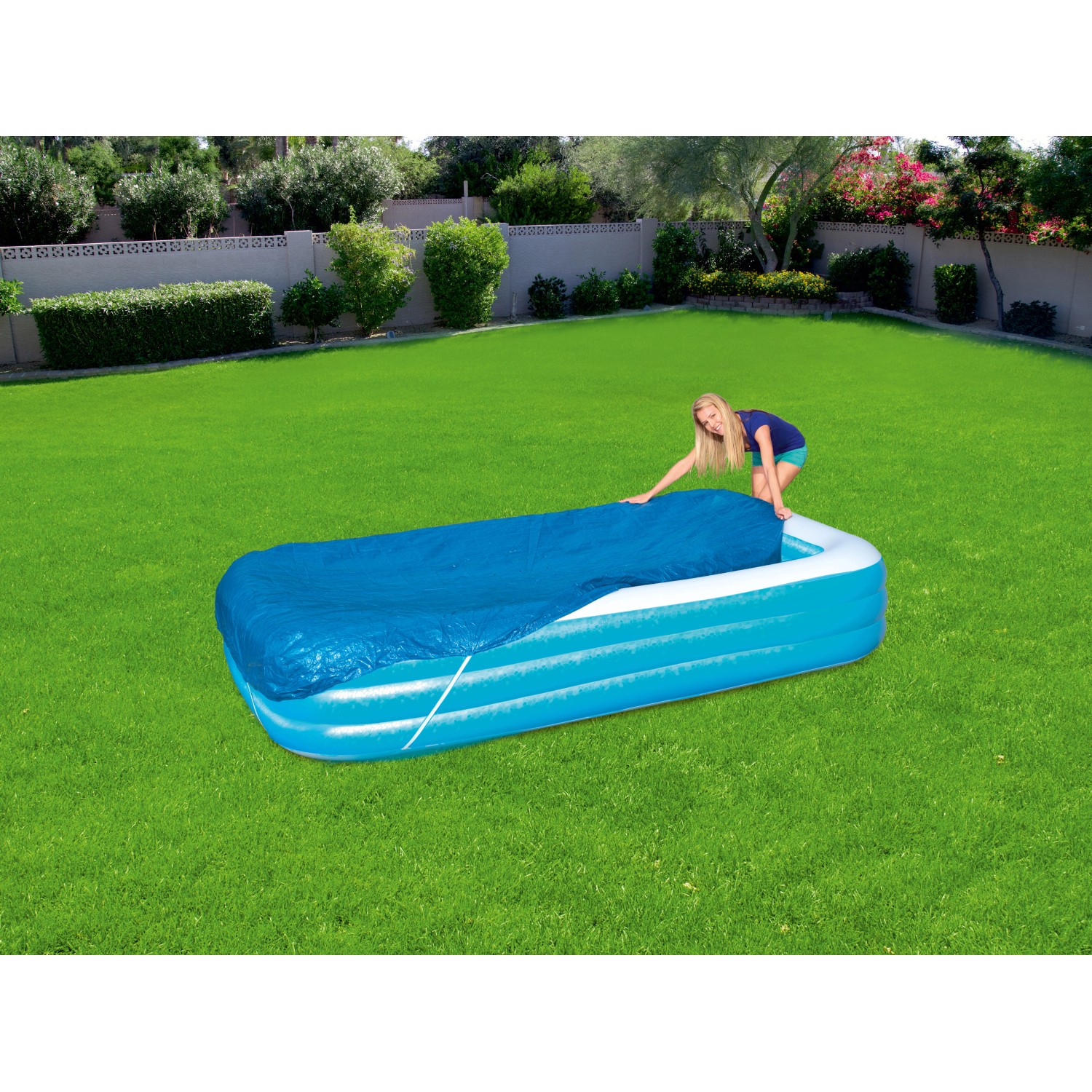 Bestway Flowclear Poolabdeckung PE Blau 305 cm x 183 cm kaufen bei OBI