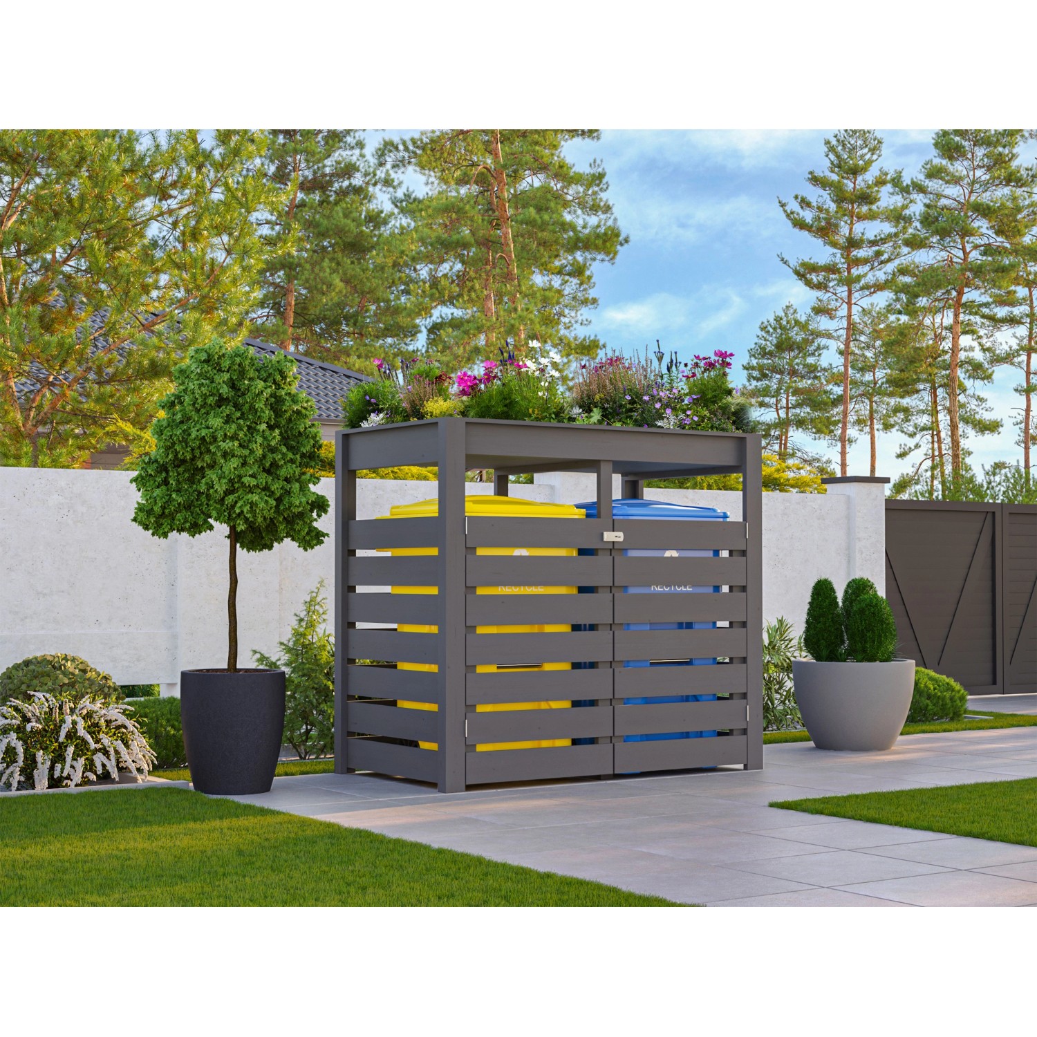 Karibu Mülltonnenunterstand 2 m. Hochbeet Terragrau kaufen bei OBI