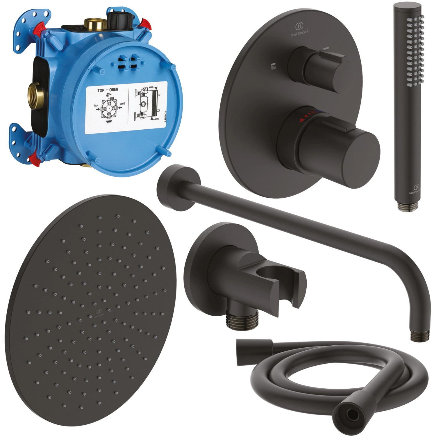 Ideal Standard Armaturen-Bundle Unterputz Ceratherm T100 Schwarz Matt ...