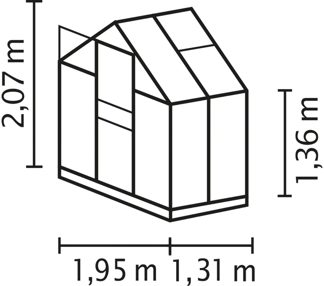 Vitavia Gewächshaus Planet 2500/ 6 mm HKP Alublank B 195 cm x T 131 cm ...