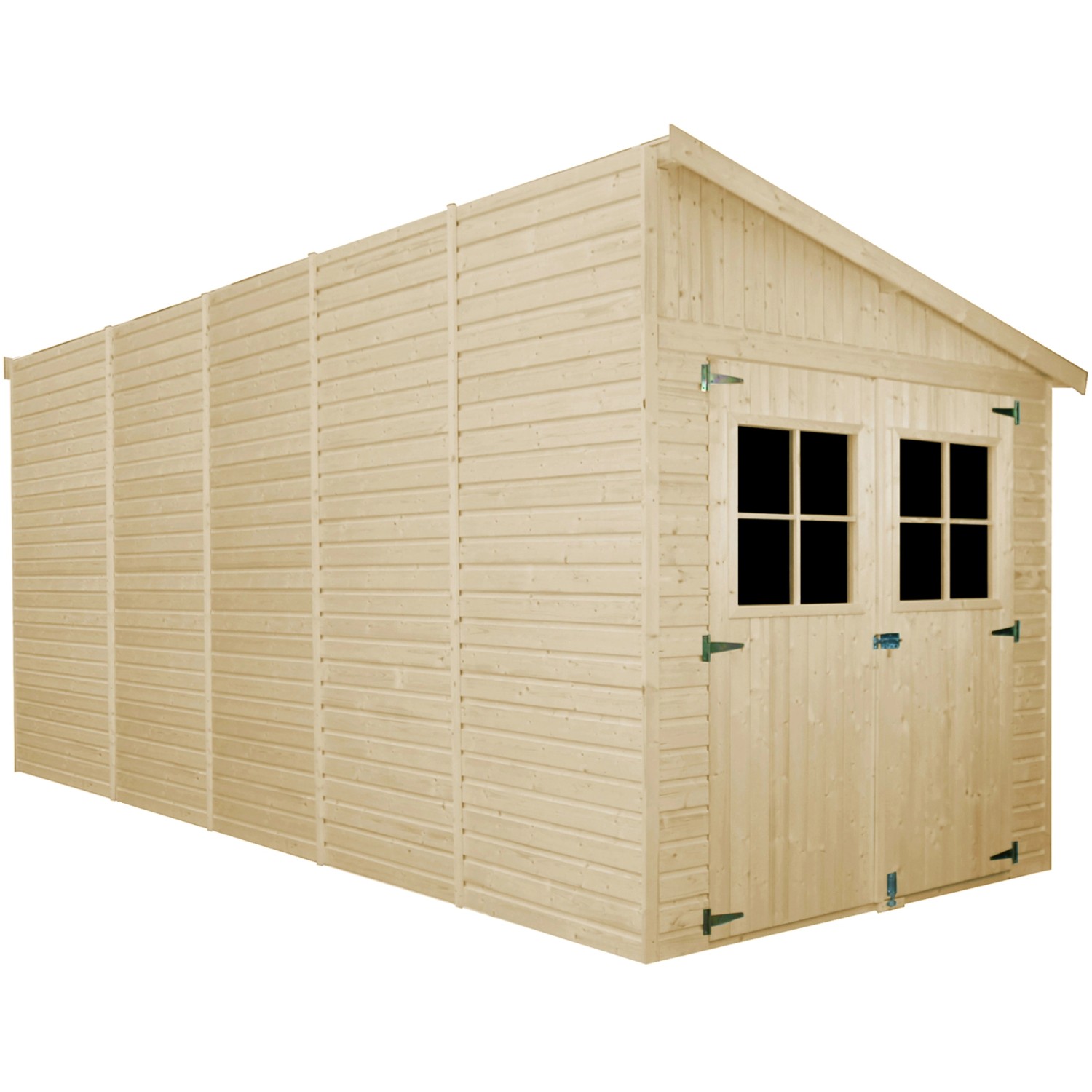 Timbela Anbau-Gartenhaus Holz M341A+M341G 10 m² mit Seitenwand und ...