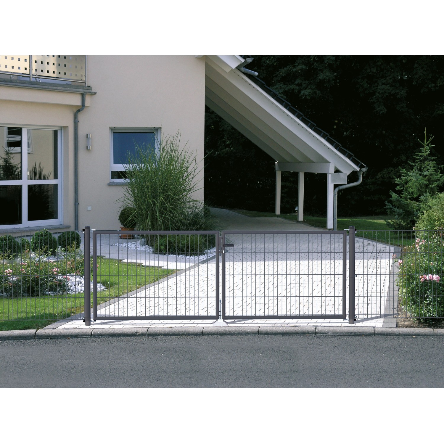 Metallzaun Doppeltor für Einstabmatte Anthrazit z. Einbetonieren 299 cm x 100 cm kaufen bei OBI