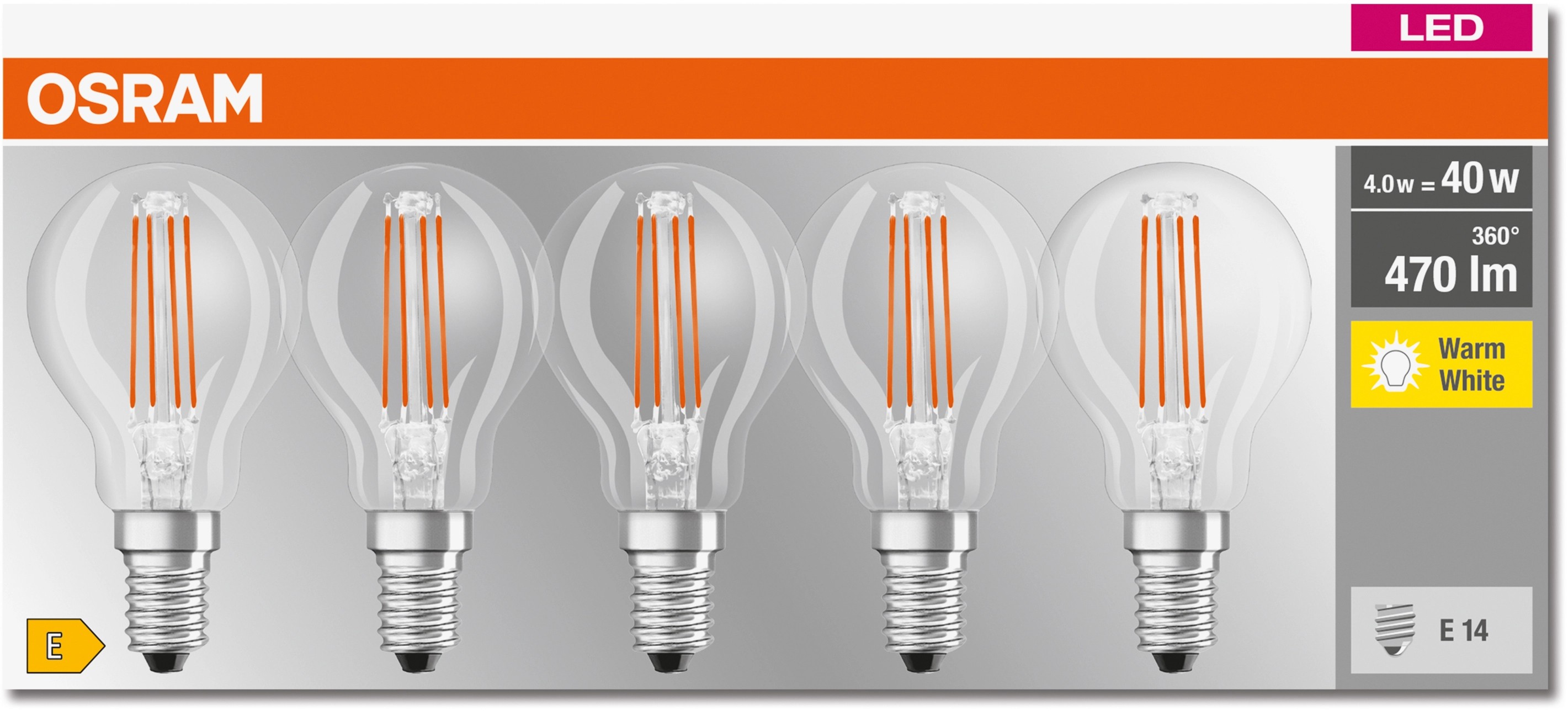 Osram LED-Leuchtmittel E14 Tropfenform 4 W 470 lm 5er Set 7,7 x 4,5 cm (H x Ø) kaufen bei OBI