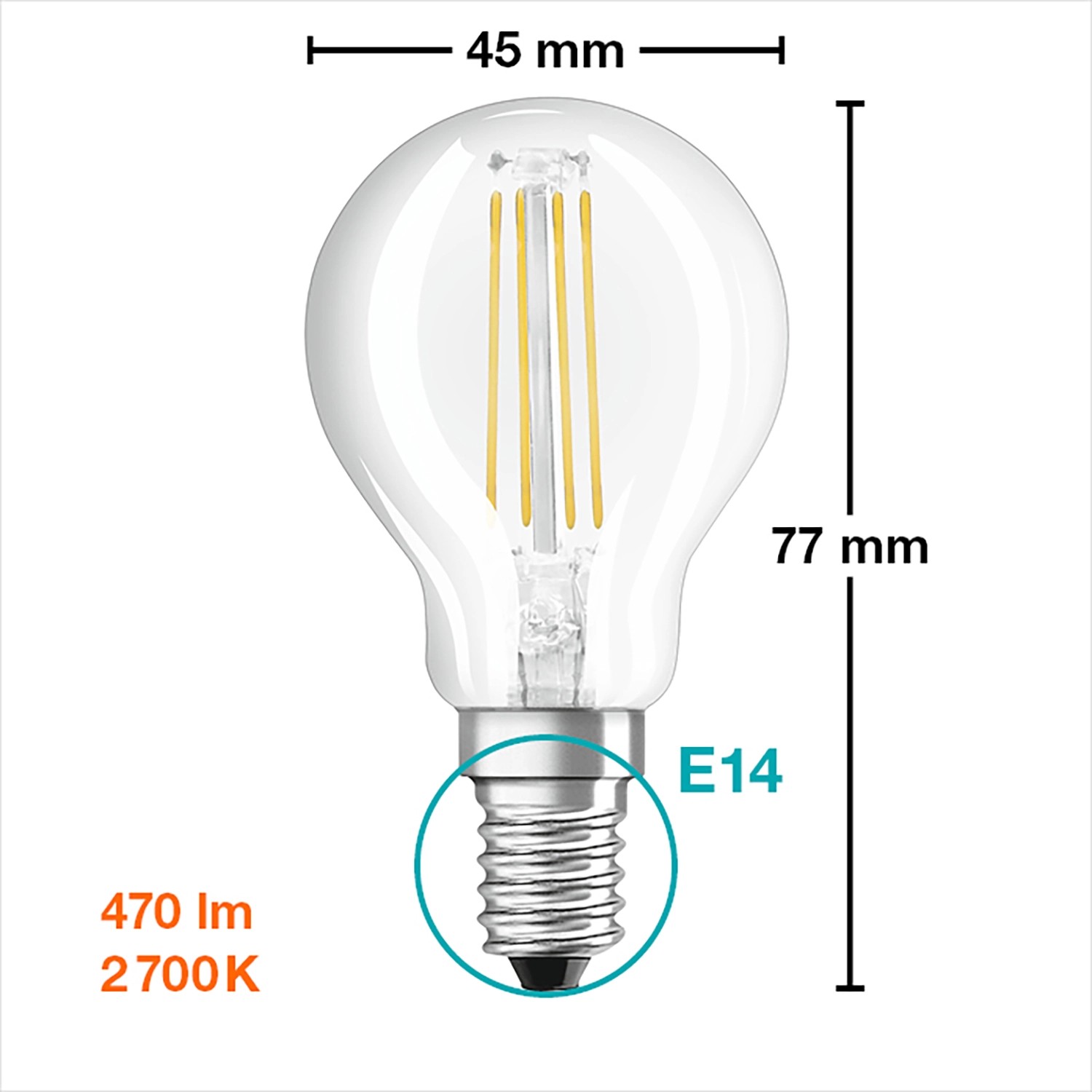 Osram LED-Leuchtmittel E14 Tropfenform 4 W 470 lm 2er Set 7,7 x 4,5 cm (H x Ø) kaufen bei OBI