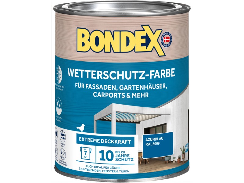 Bondex Wetterschutz-Farbe RAL 5009 Azurblau 750 ml kaufen bei OBI