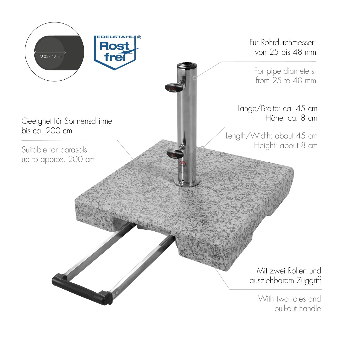 Doppler Granitsockel Active Trolley ca. 30 kg mit Rollen kaufen bei OBI