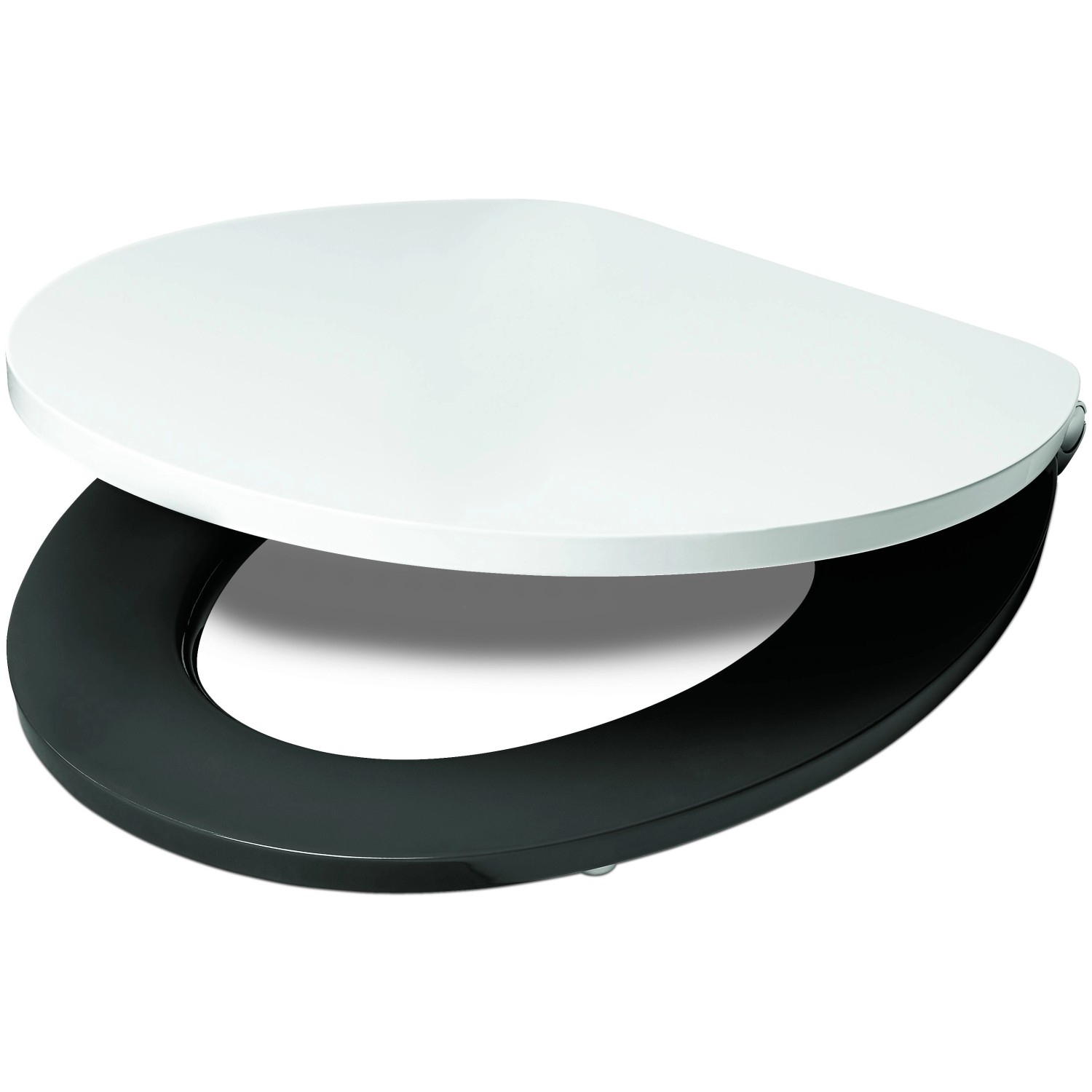 WC-Sitz mit Absenkautomatik MDF Weiß-Schwarz kaufen bei OBI