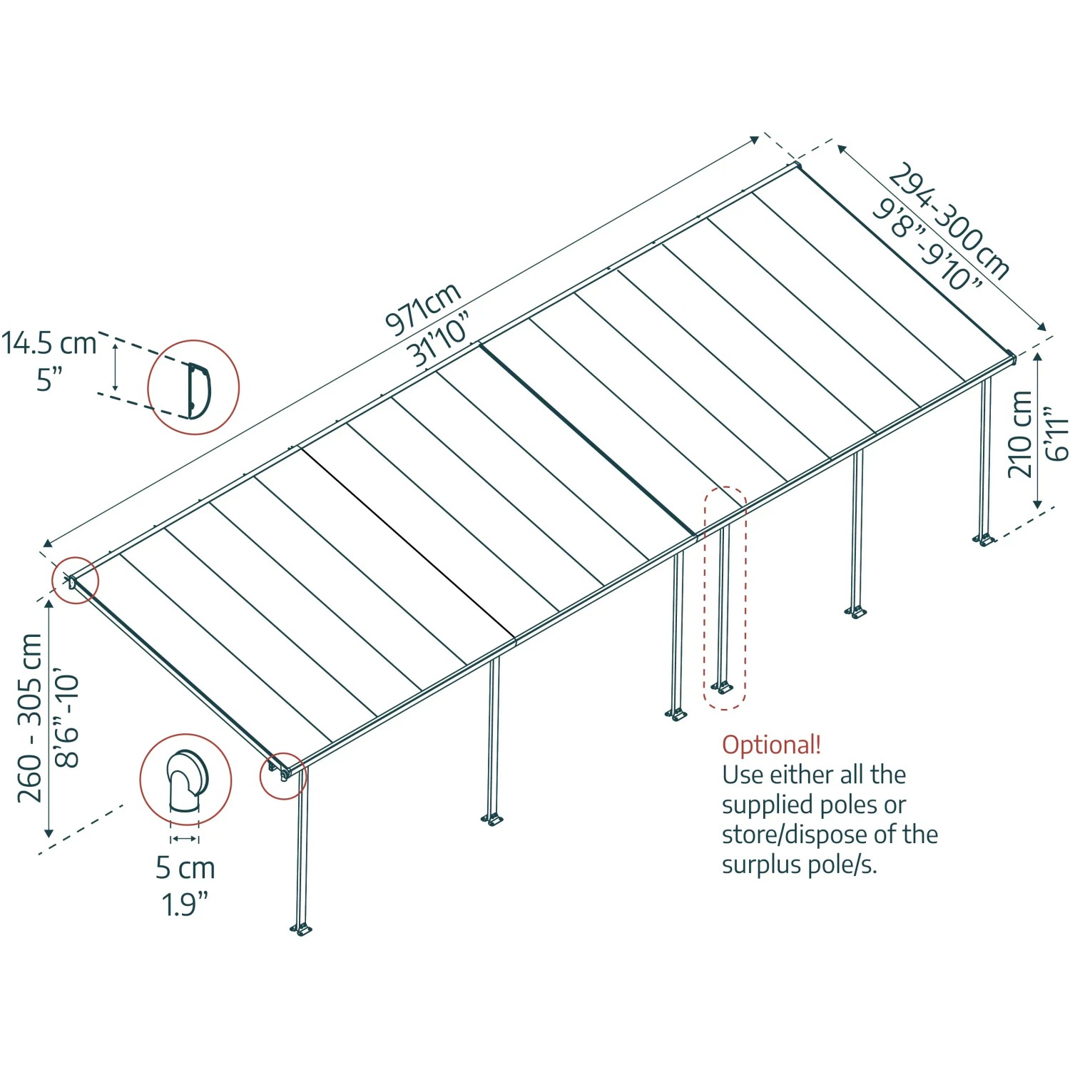 Palram - Canopia Terrassenüberdachung Feria Anthrazit 3x9.71 kaufen bei OBI