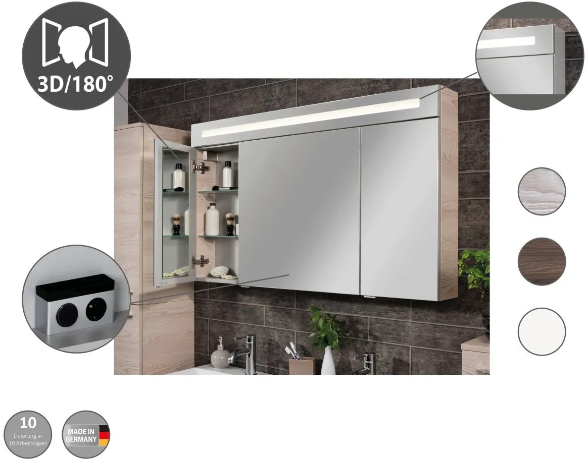 Fackelmann Spiegelschrank B.Clever Alaska Esche 90 cm mit Softclose ...