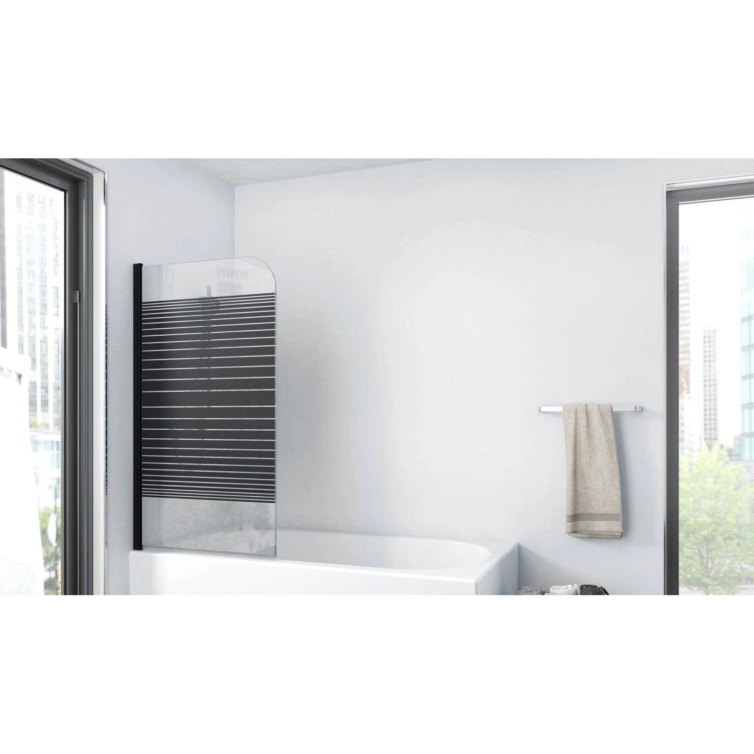 Aurlane Badewannenfaltwand Black Lines 1 Schwarz 1-flügelig 75 cm x 140 ...
