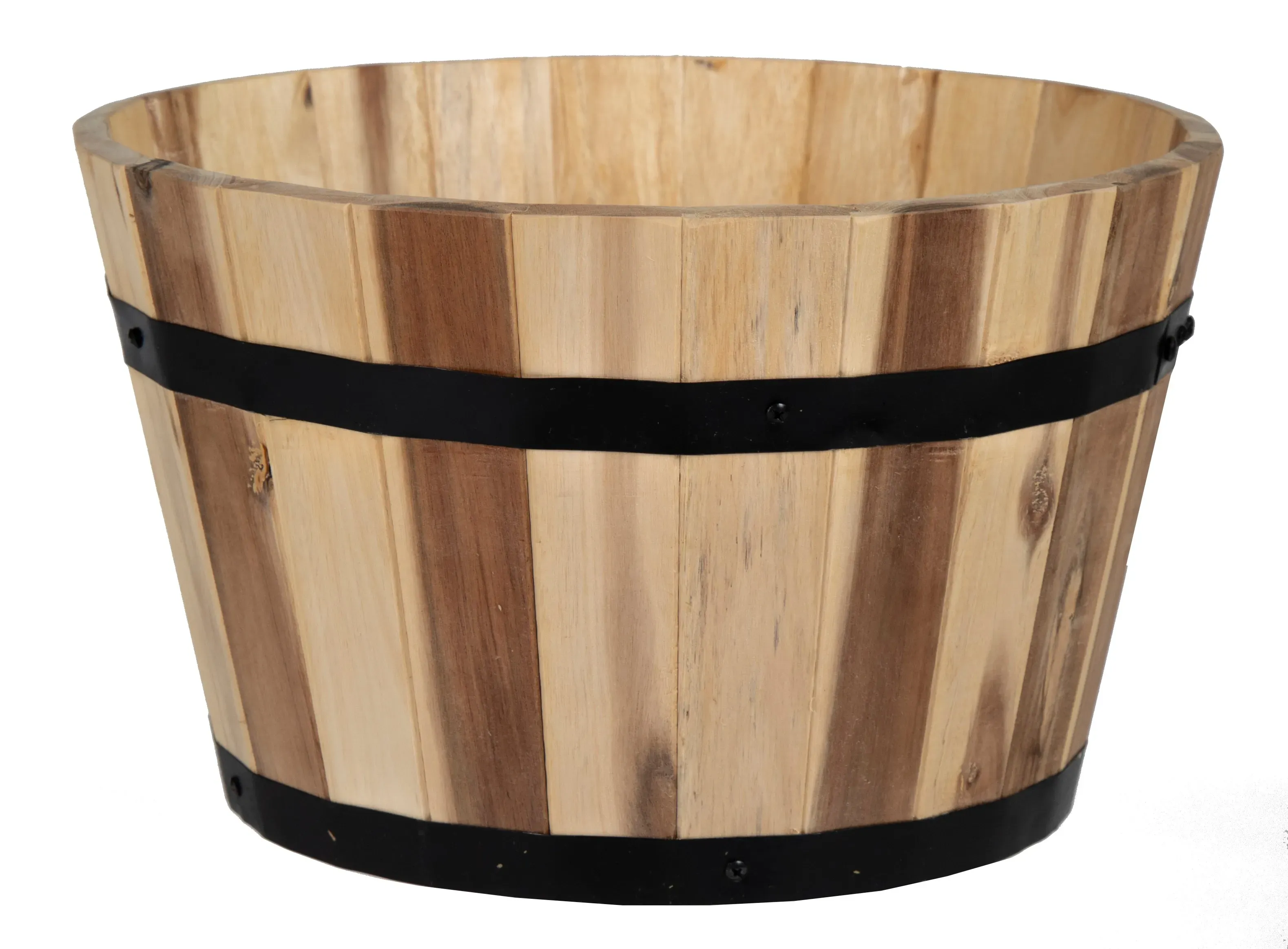 M Collections Pflanztopf Acacia Barrel Rund 46 cm x 46 cm Natur FSC ...