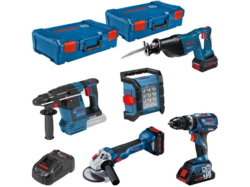 Bosch Professional Profi-Set mit GSB + GWS + GBH + GSA + GLI 18 V 5 ...