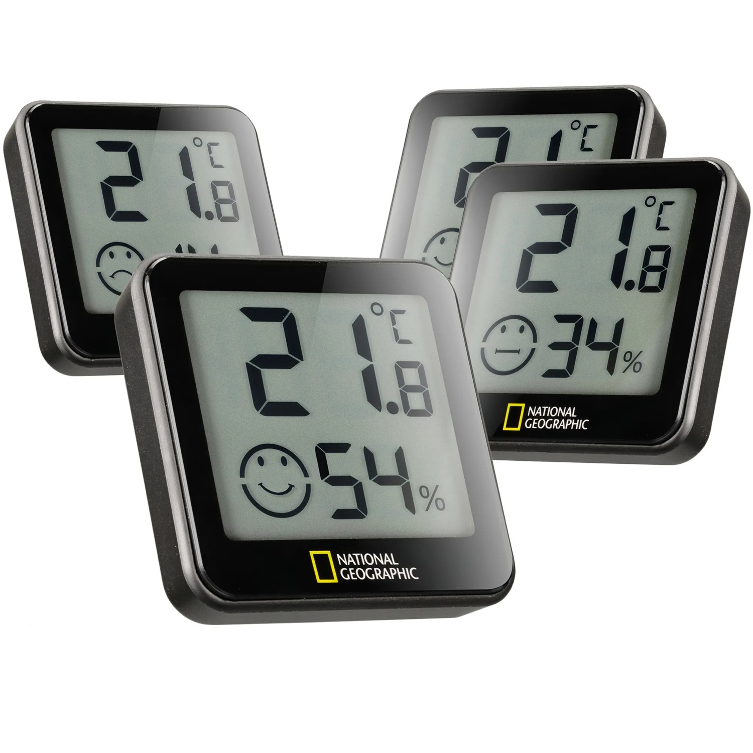 National Geographic Thermo-Hygrometer Tempy 4er Set Schwarz kaufen bei OBI