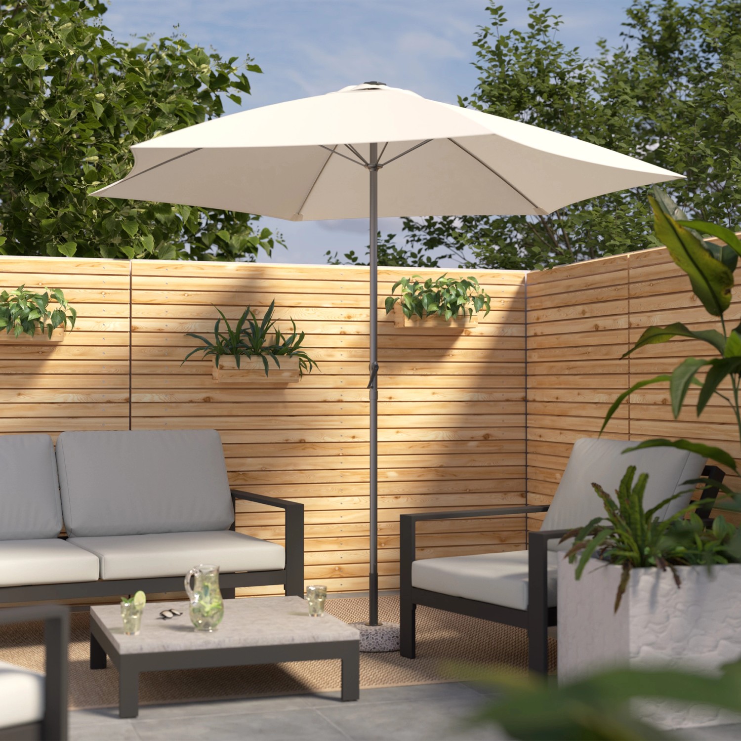 Marktschirm Floresta Ø 266 cm Natural mit Kurbelmechanik kaufen bei OBI