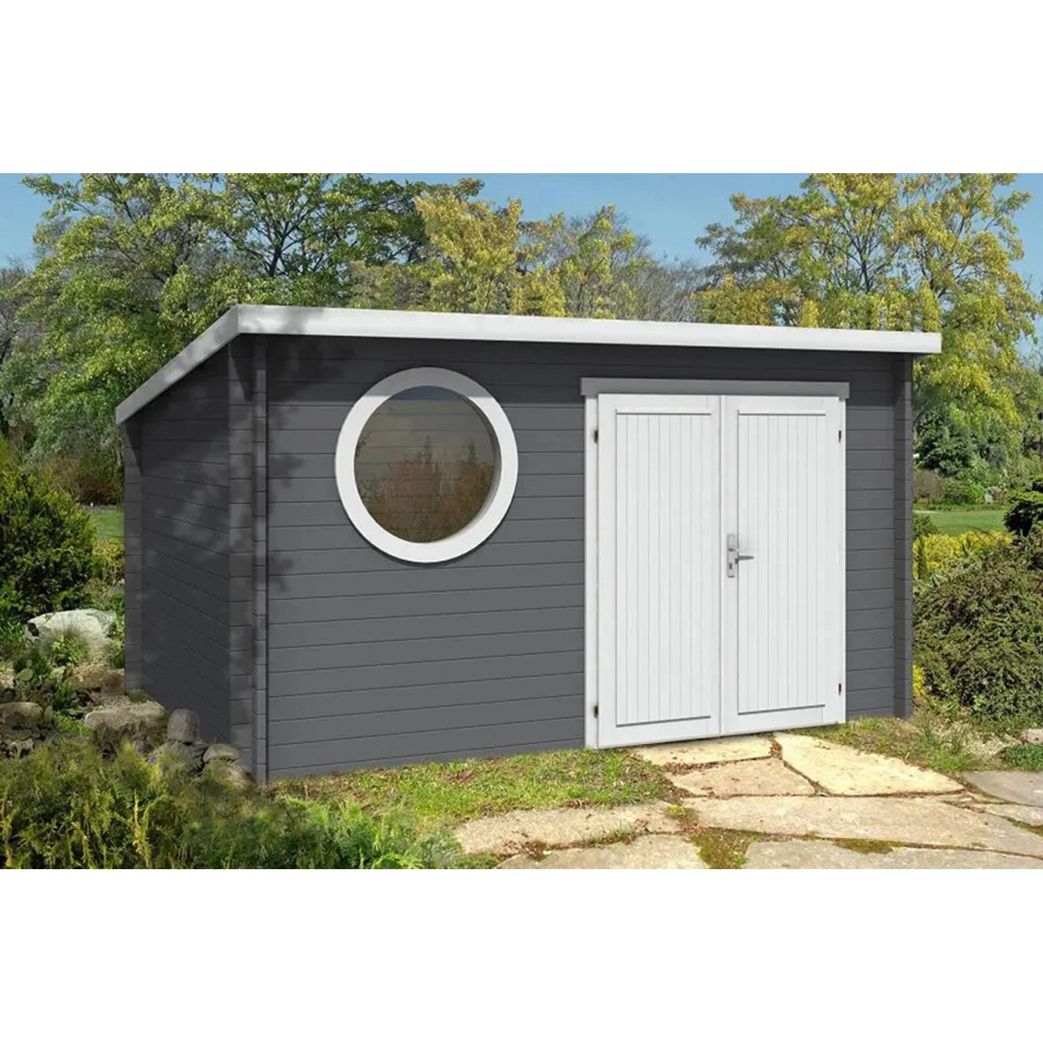 Alpholz Gartenhaus Maria-Rondo 44 B Pultdach Imprägniert 380 cm x 280 ...