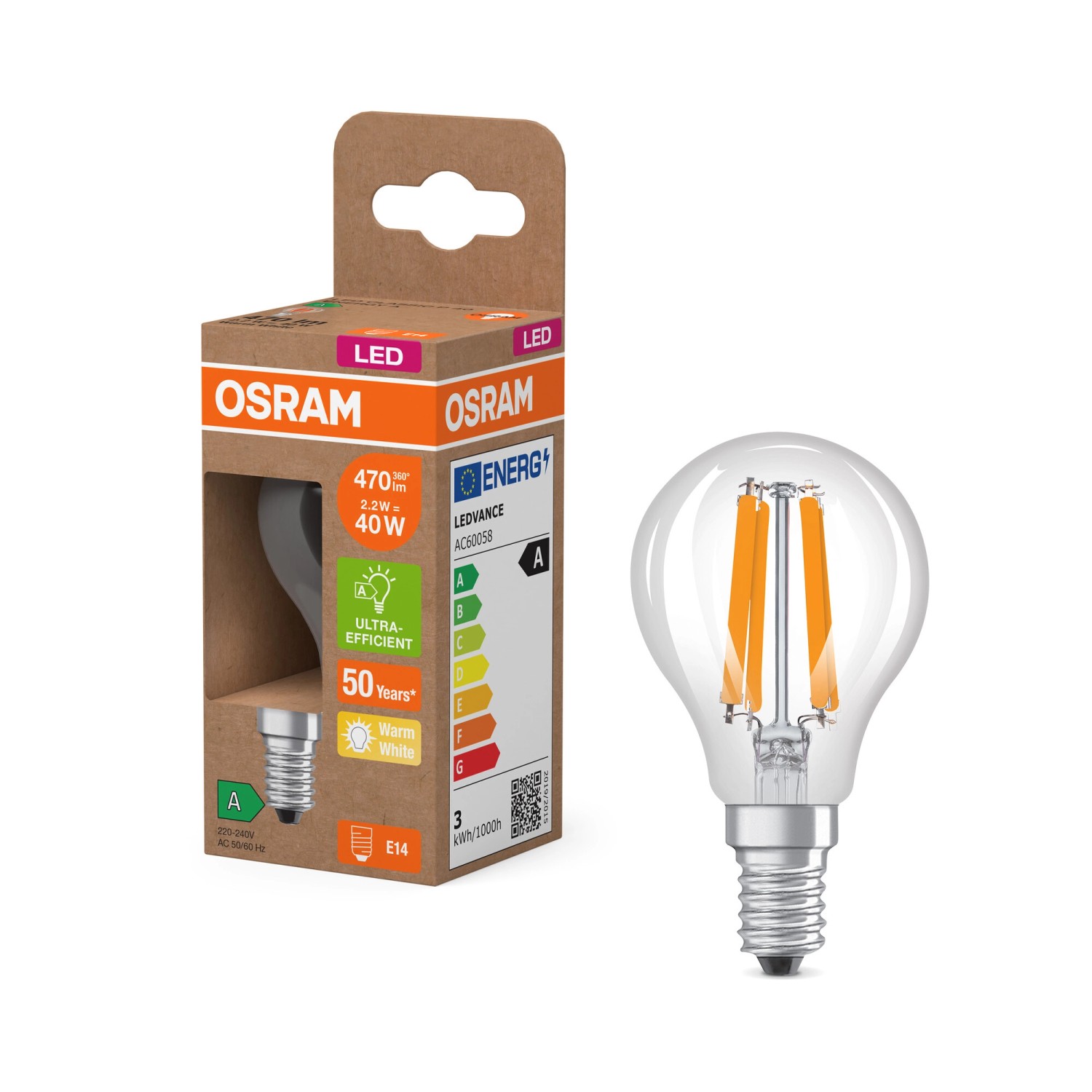 Osram LED-Lampe E14 Tropfenform P40 EEK-A 2.2 W 2.700 K 8,5 cm x Ø 4,5 cm kaufen bei OBI