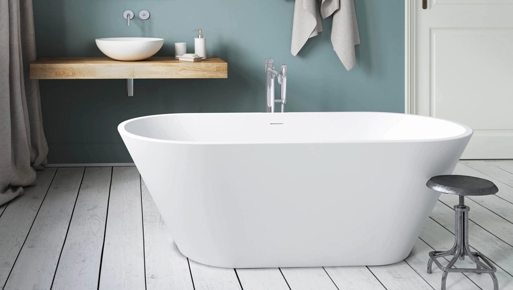 PAA Badewanne Deco Nudo aus Mineralguss 166 cm x 72,5 cm x 63 cm Weiß - Matt kaufen bei OBI