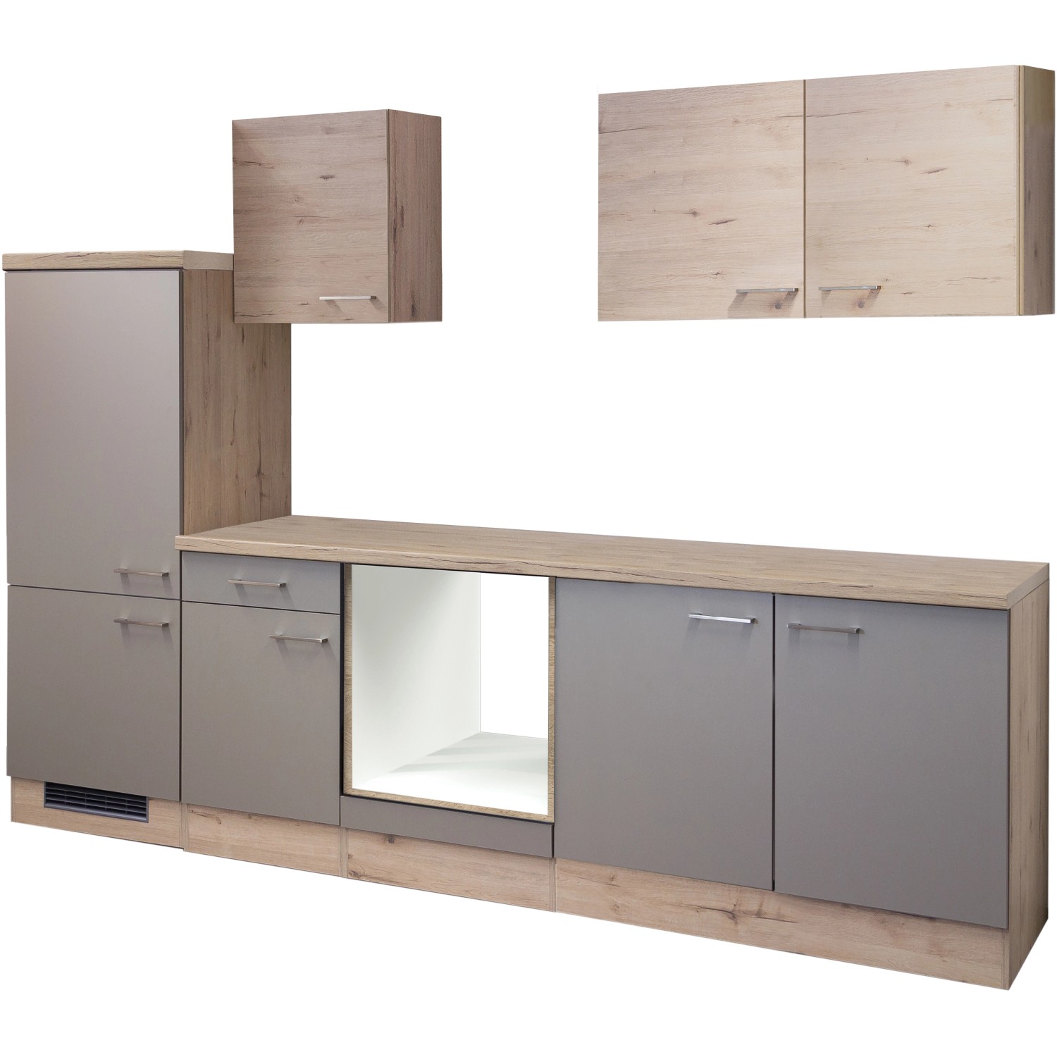 Flex-Well Küchenzeile Arizona ohne E-Geräte 270 cm Quarz-San Remo Eiche ...