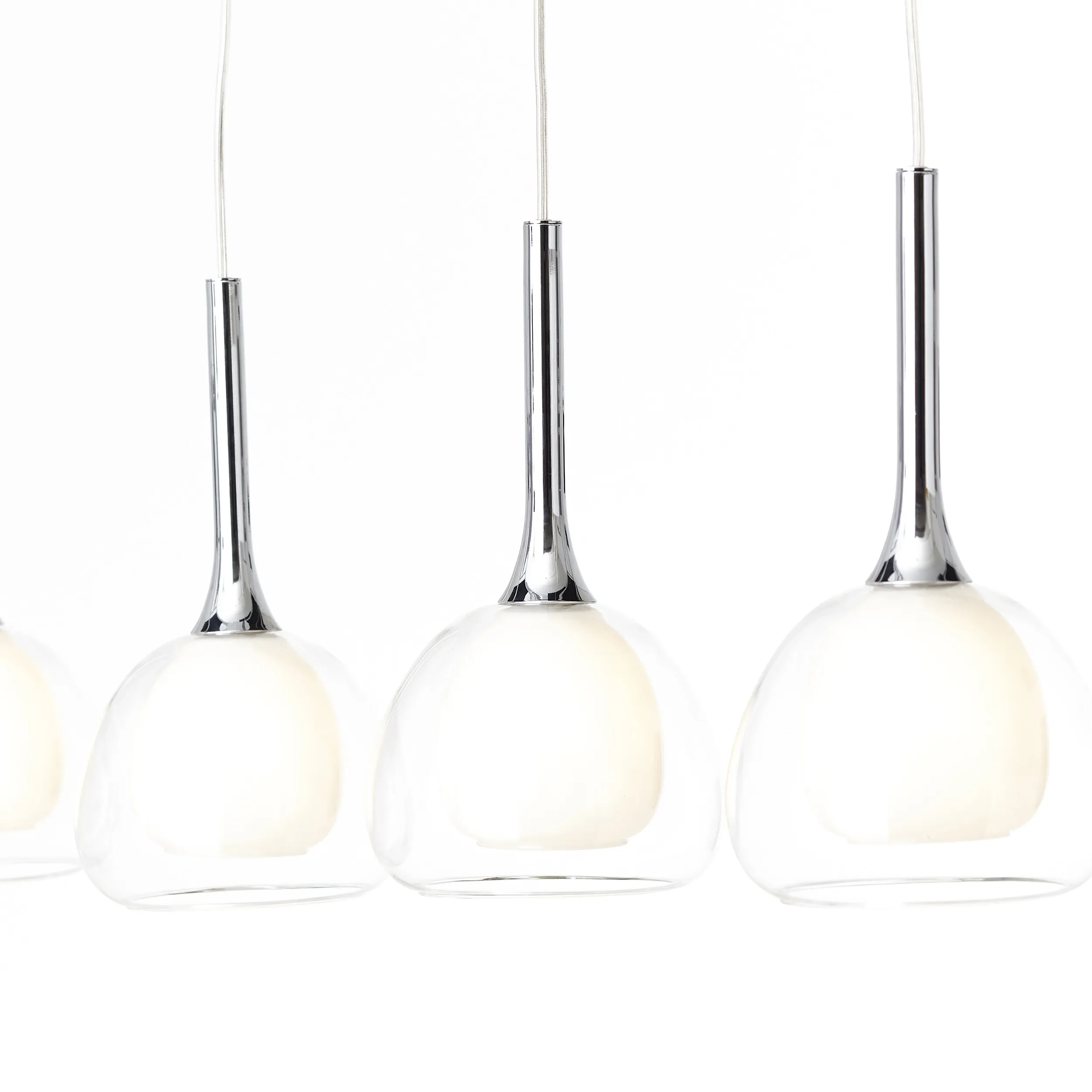 Brilliant Pendelleuchte Hadan 4-flammig Chrom und Weiß-Transparent ...