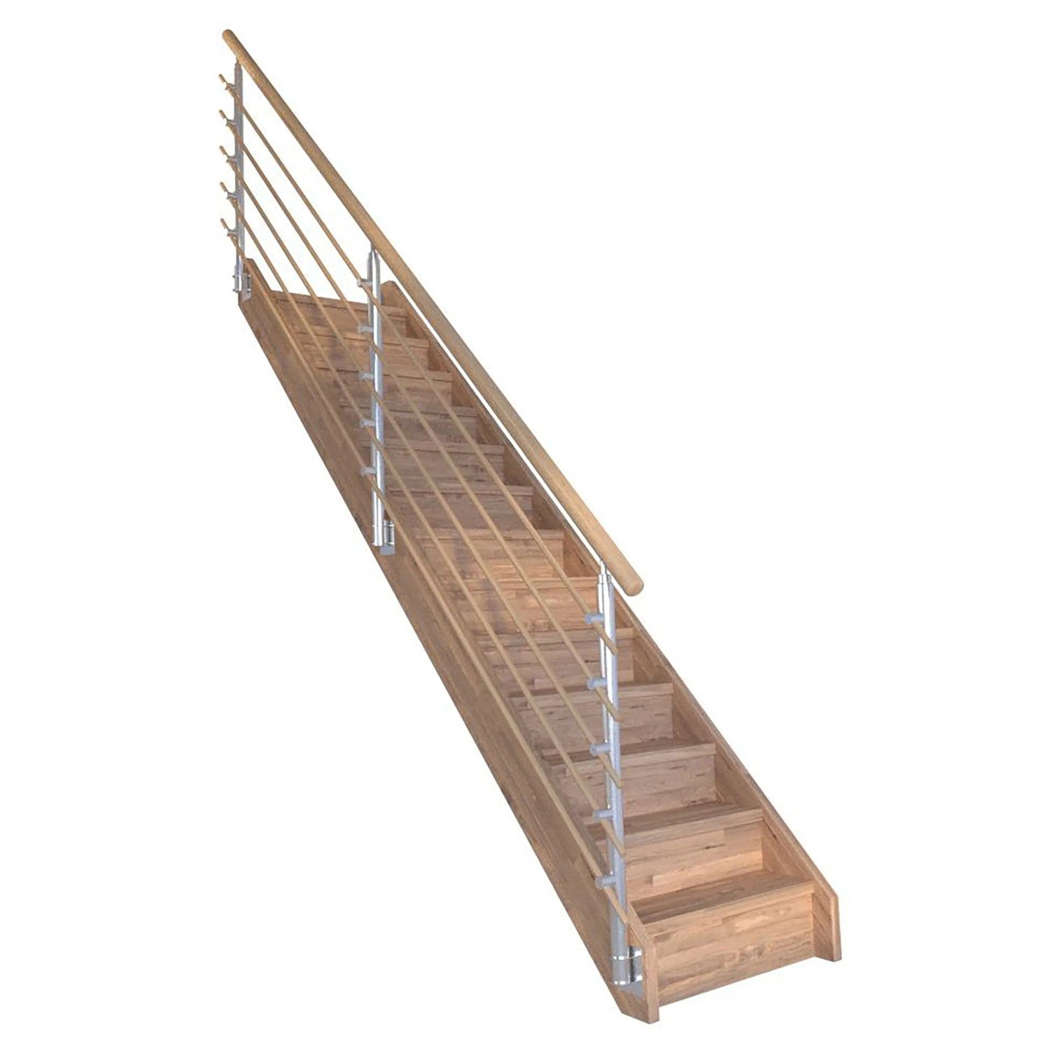 Treppe Mykonos Eiche Gerade Setzstufen Design-Geländer-Holzstäbe FSC ...