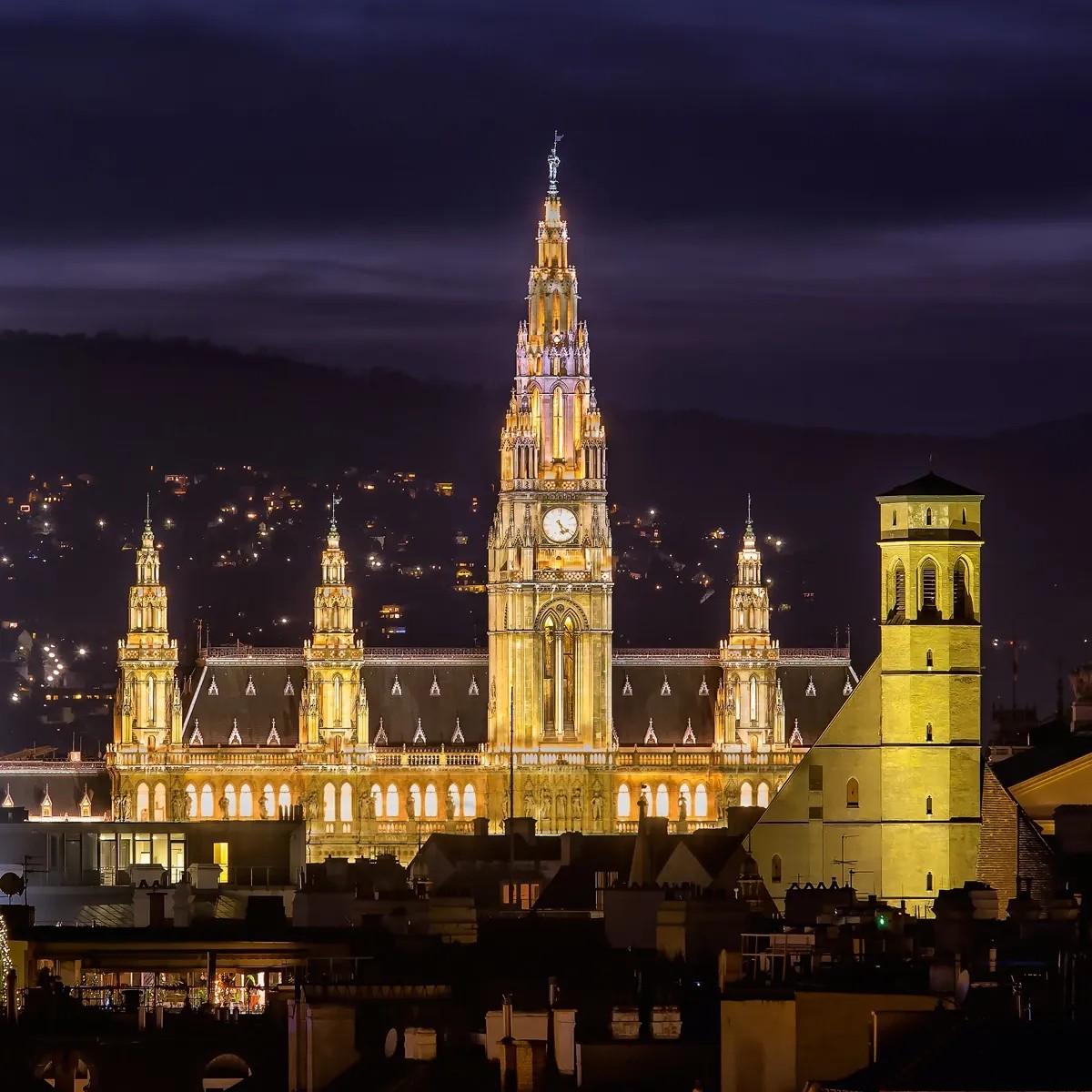 Eurographics Glasbild Wien Vienna At Night 50 cm x 50 cm kaufen bei OBI