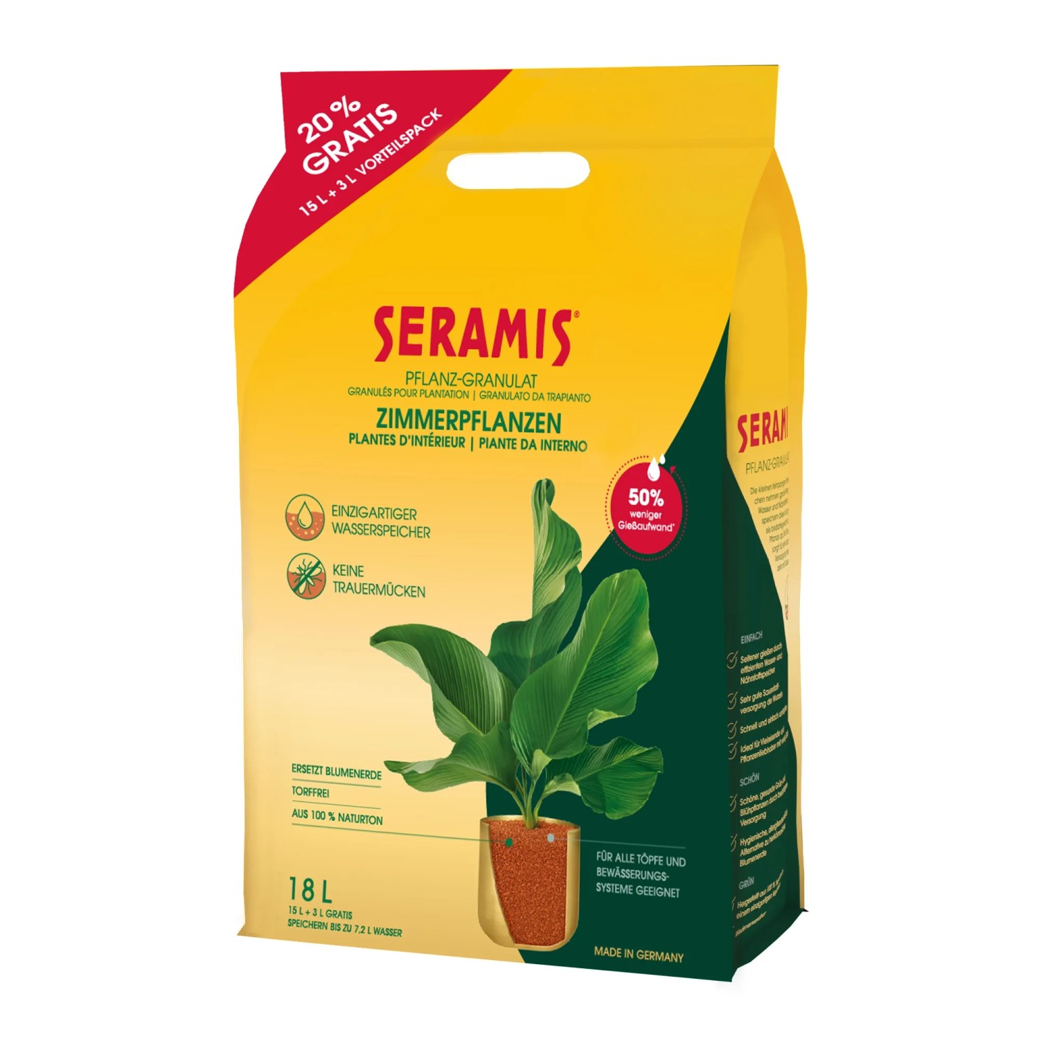 Seramis Pflanzgranulat für Zimmerpflanzen 18 l Aktionspackung 20% ...