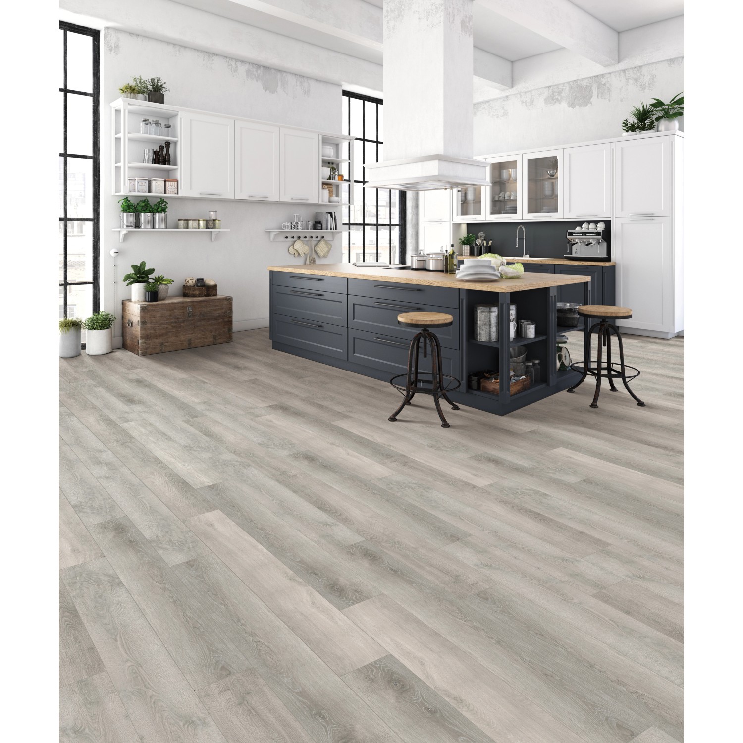 Click-Vinylboden Landhausdiele Eiche Oslo Grau hell kaufen bei OBI