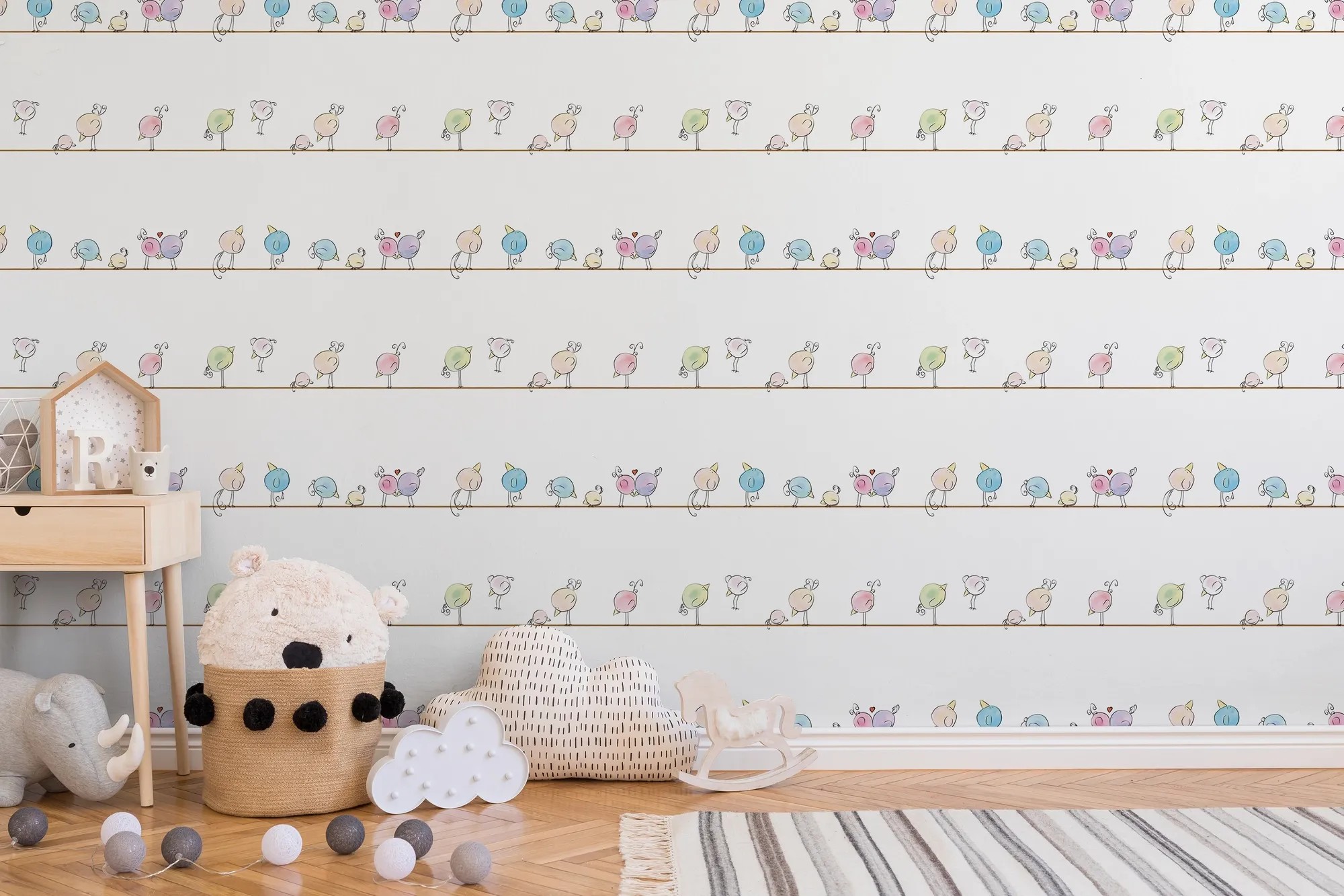 Vliestapete Vogeltapete Kinderzimmertapete Bunt Weiß FSC® kaufen bei OBI