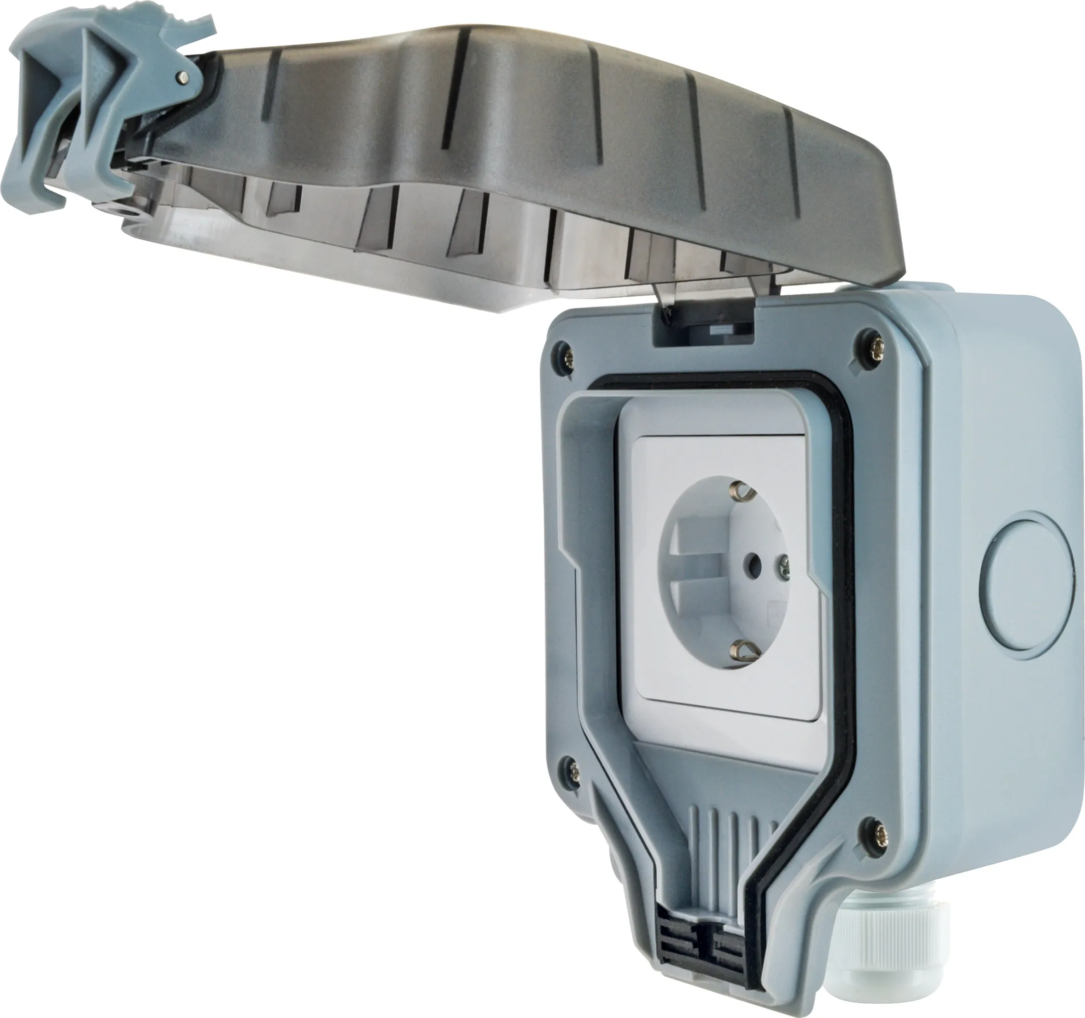 Schwaiger Aufputz-Außensteckdose IP 66 1-fach Hell Grau kaufen bei OBI