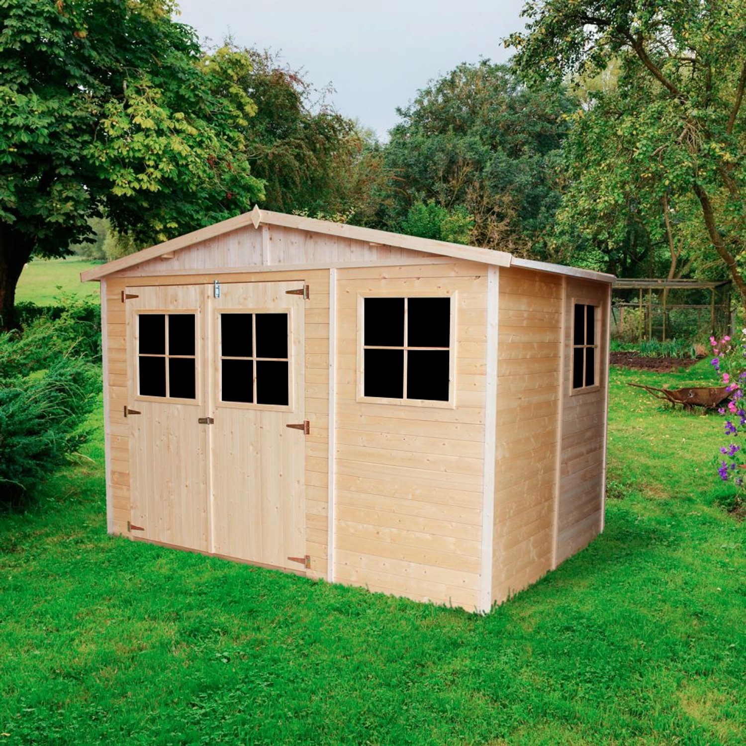 Timbela Gartenhaus Holz M334+M334G 6,03 m² mit Fenstern und Boden ...